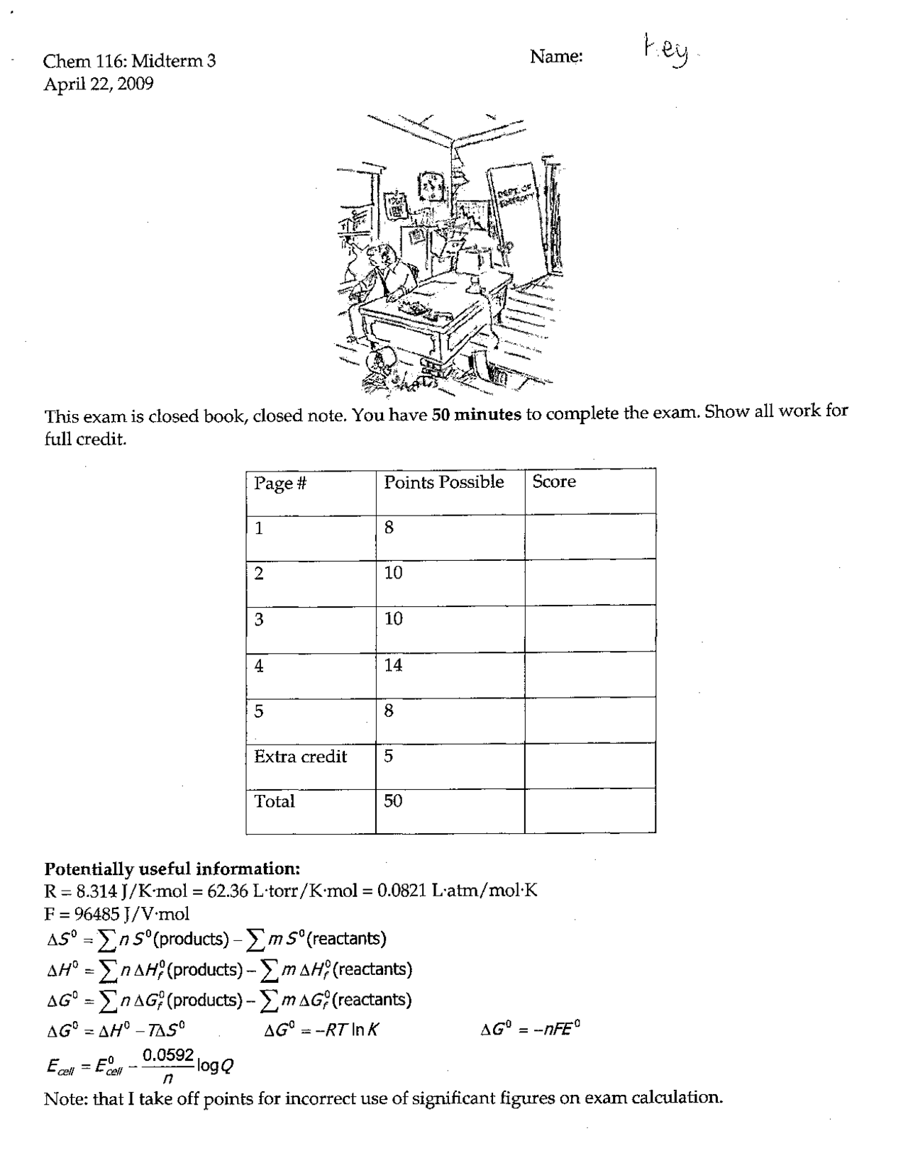 11 Questions With Solution Principles Of Chemistry Ii Midterm Exam