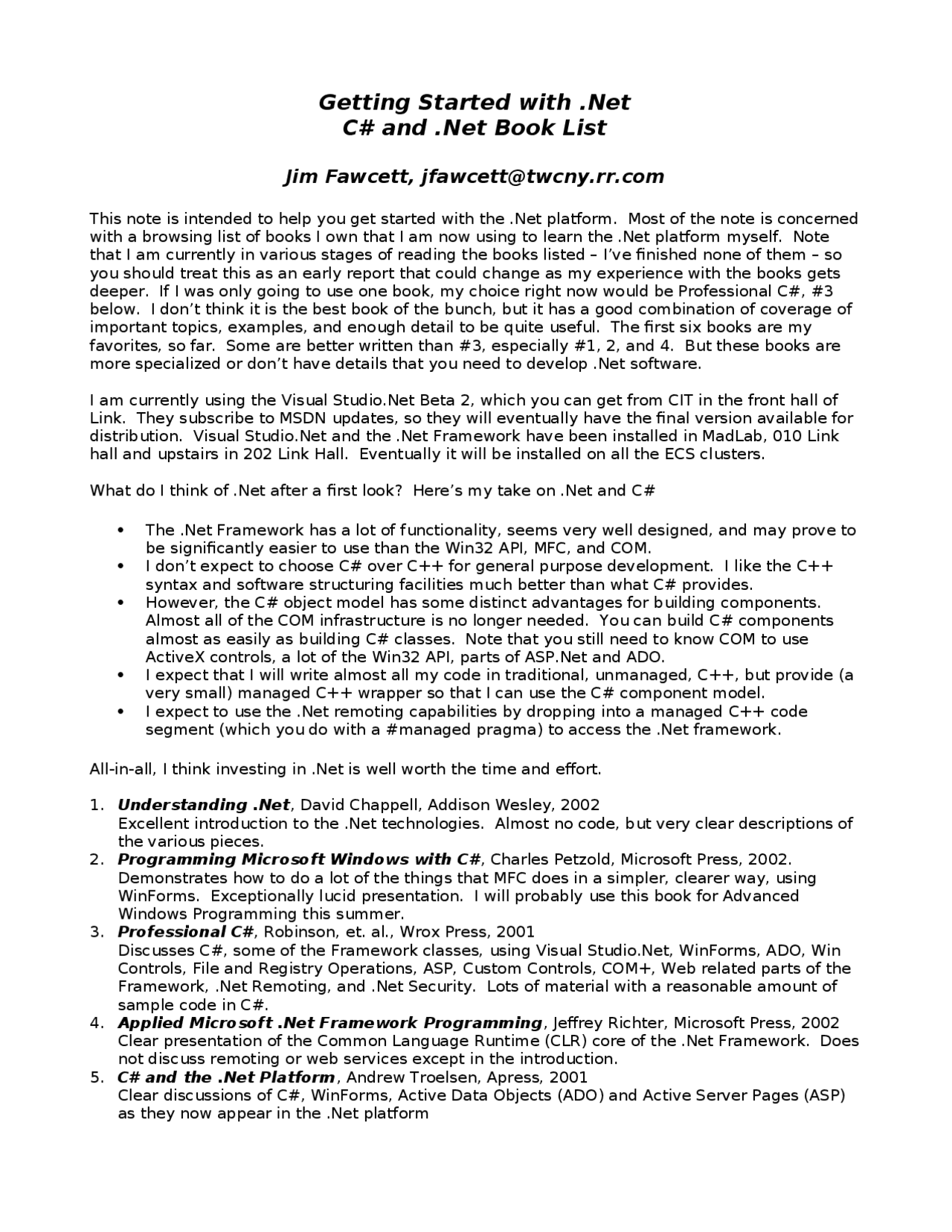 Getting Started with .Net C# and .Net Book List - Lecture Notes | CSE ...