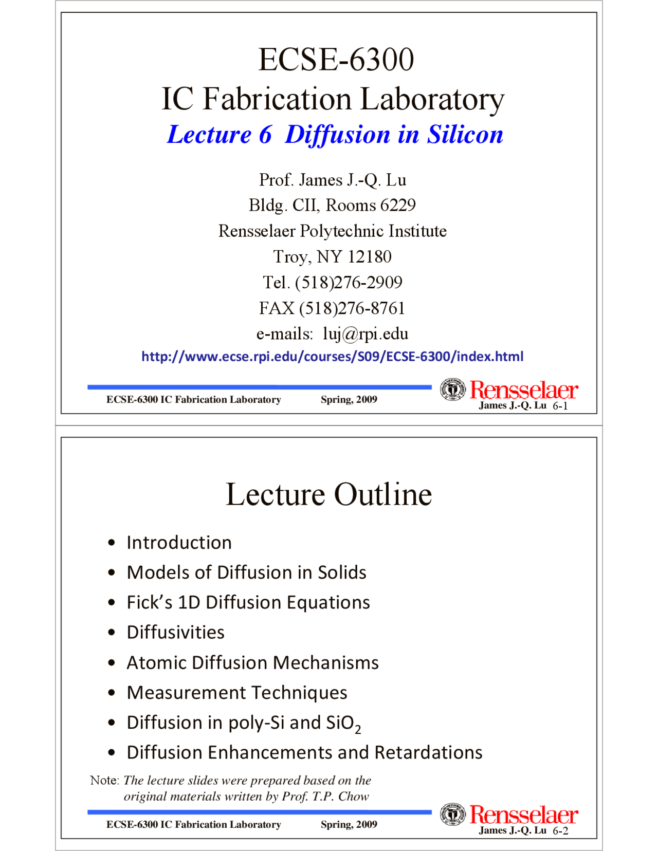 Diffusion In Silicon Ic Fabrication Laboratory Ecse 6300 Lab