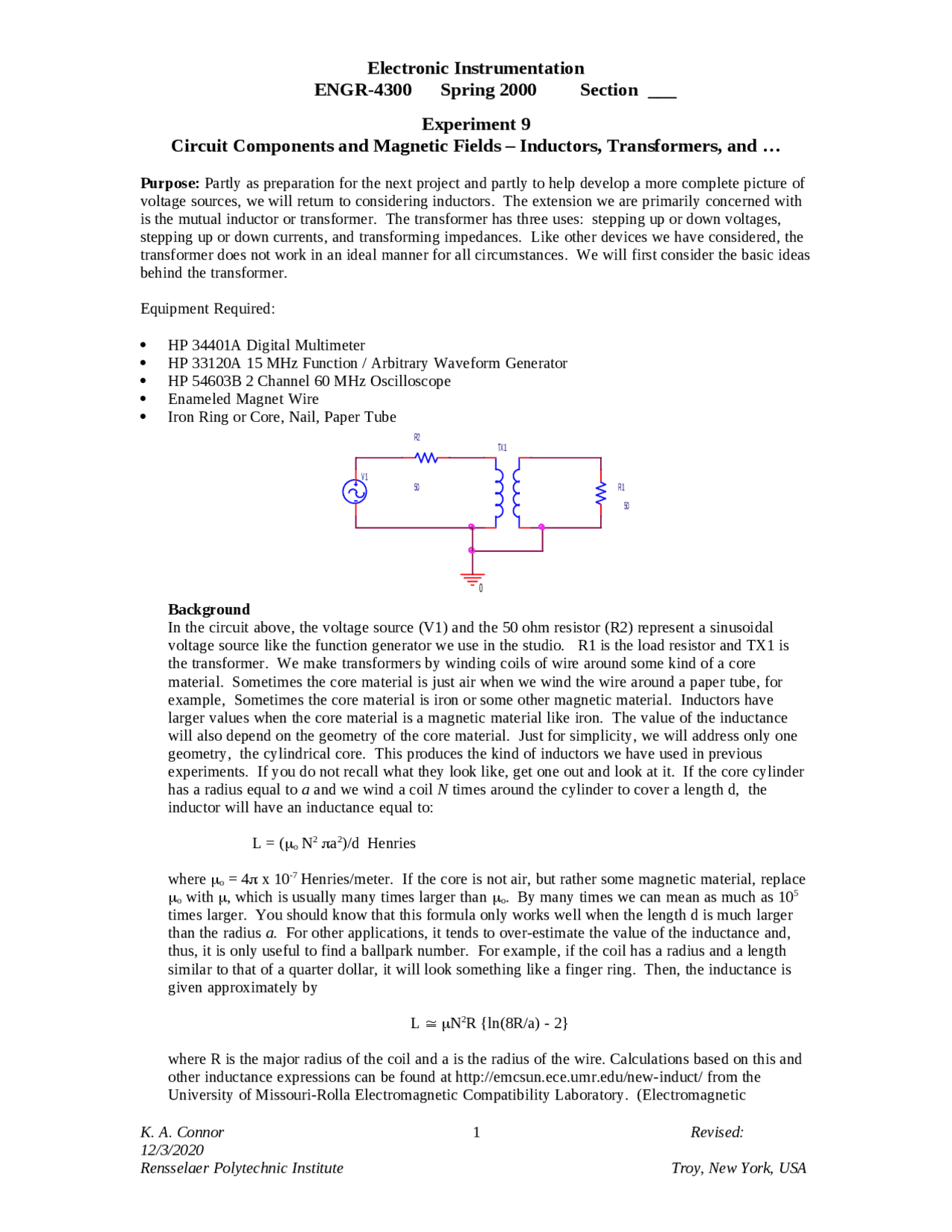Circuit Components And Magnetic Fields Inductors Transformers Engr