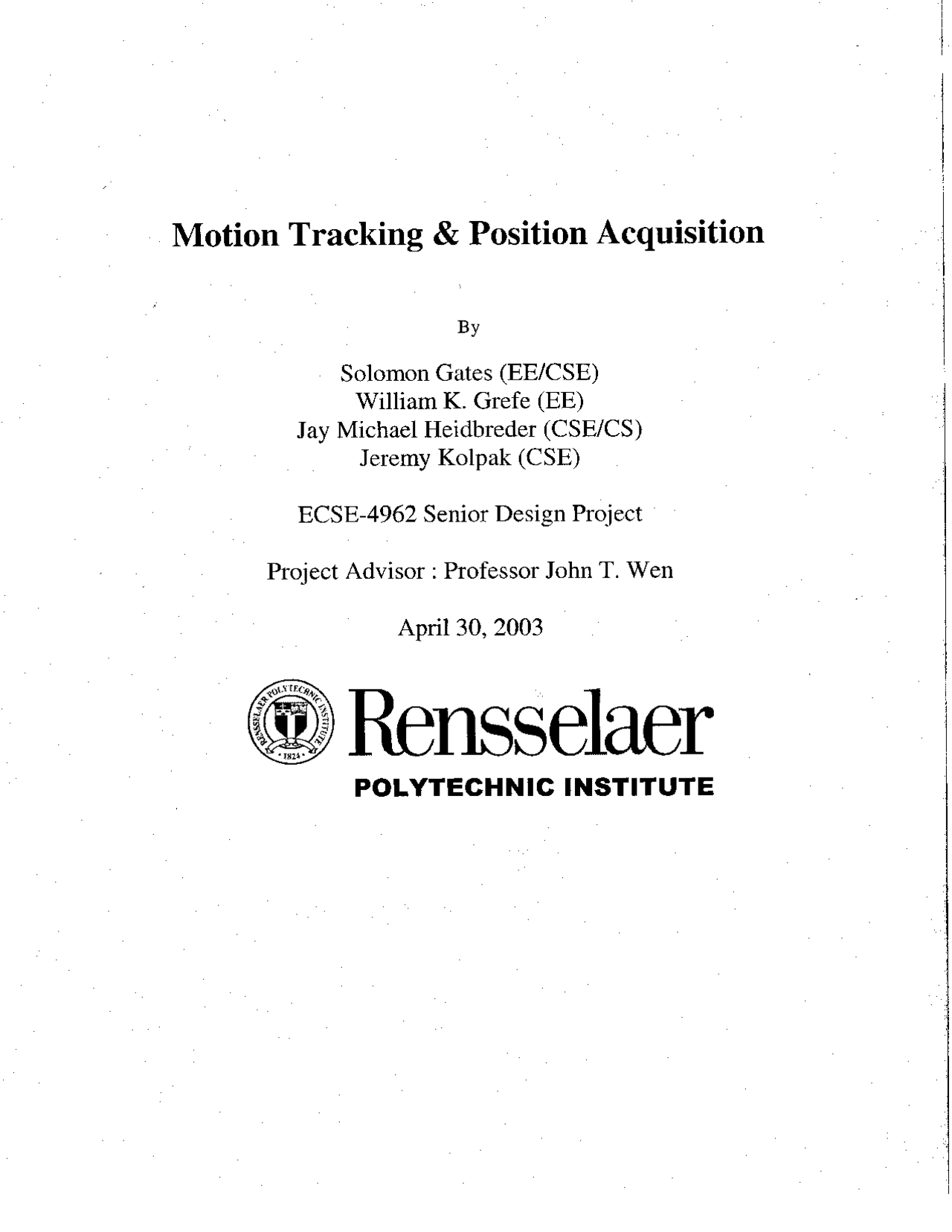 Motion Tracking And Position Acquisition Lectures Analogic Design