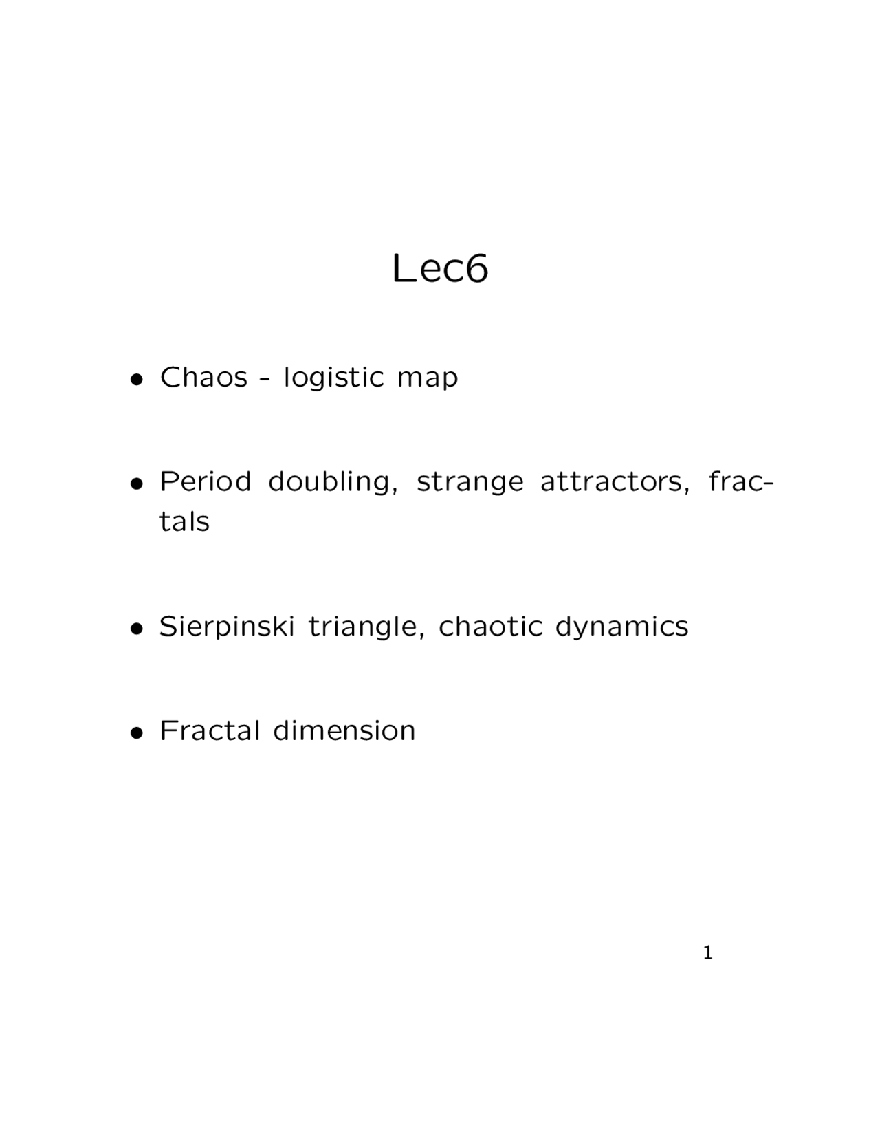 Chaos Logistic Map Lecture Slides Phy 307 Docsity