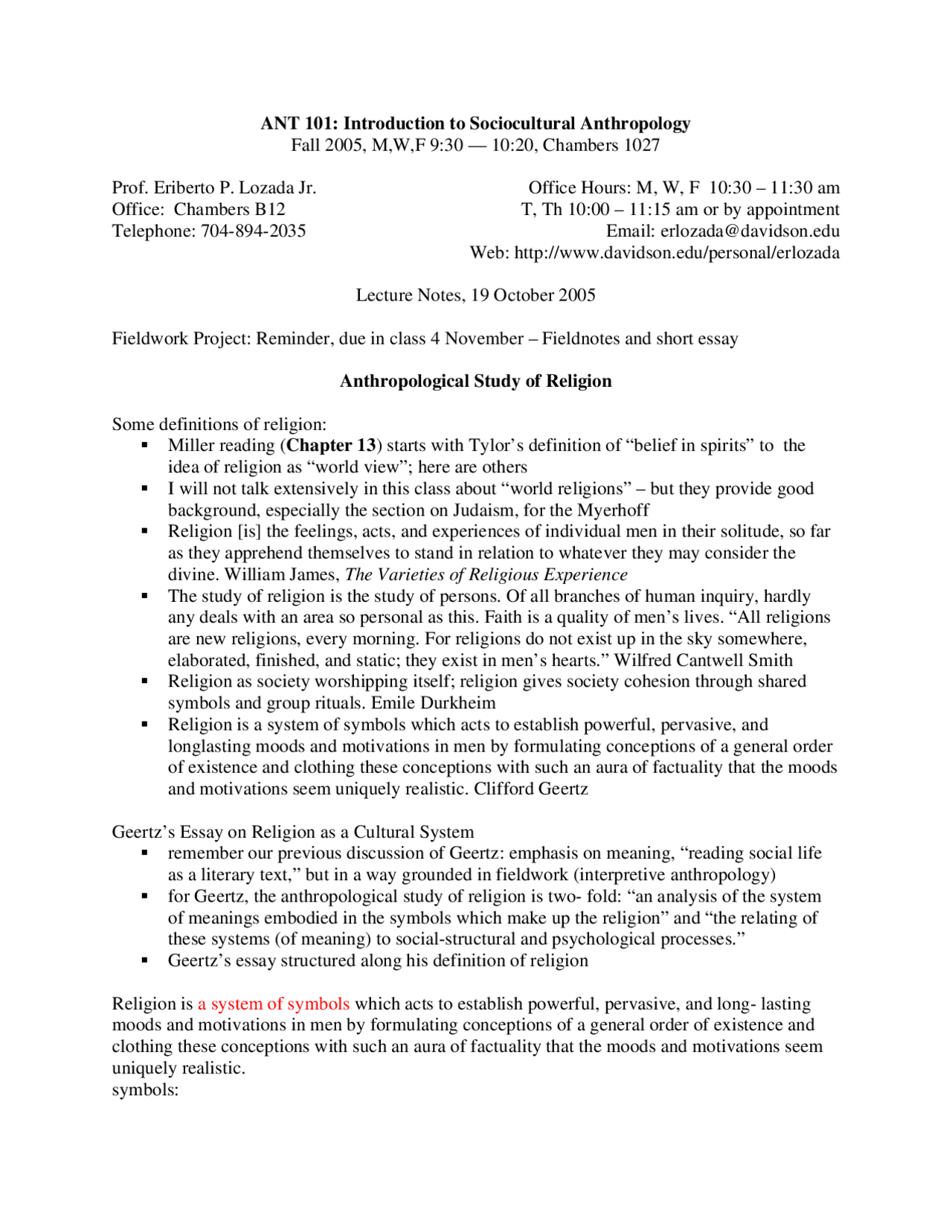 Introduction To Sociocultural Anthropology Lecture Notes Ant 101