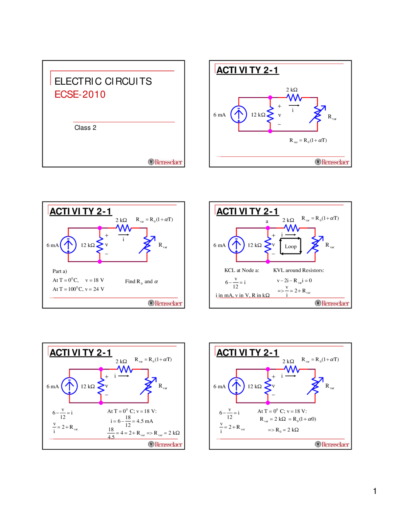 Lecture Slides On Electric Circuits Ecse 2010 Docsity
