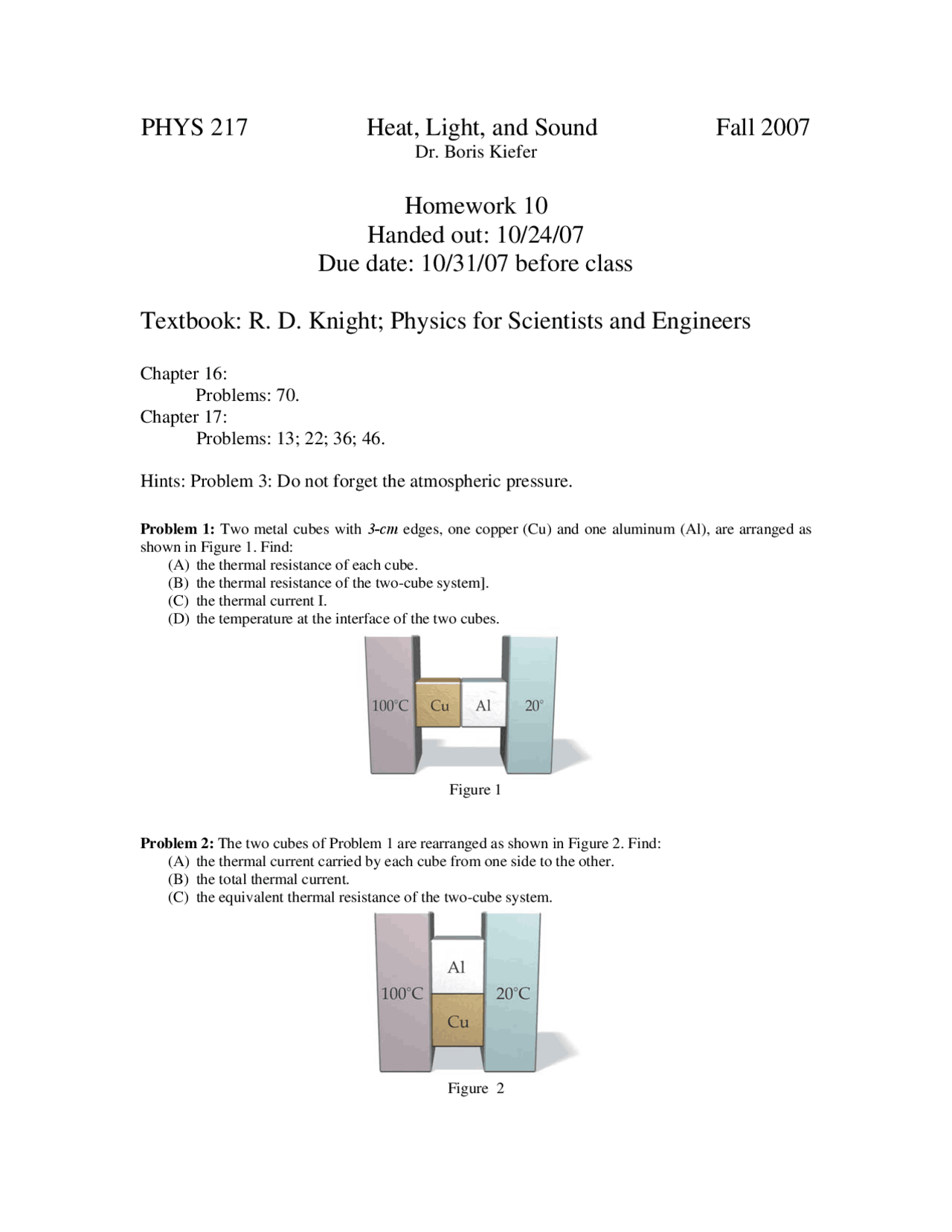 Homework 10 Problems For Heat Light And Sound Phys 217 Docsity