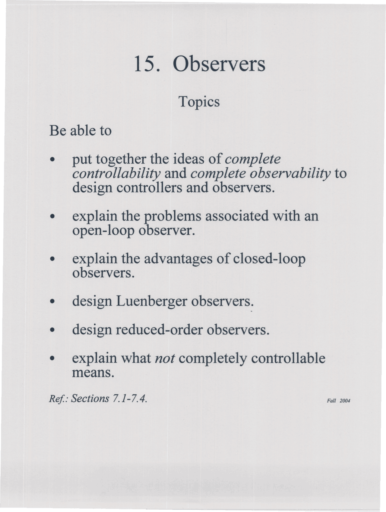 Lecture Slides On Observers Systems Analysis Techniques Ecse 6400