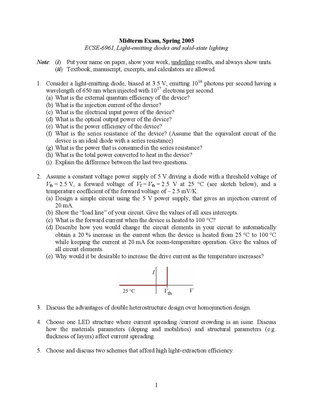 Past Midterm Exam Light Emitting Diodes And Solid State Lighting