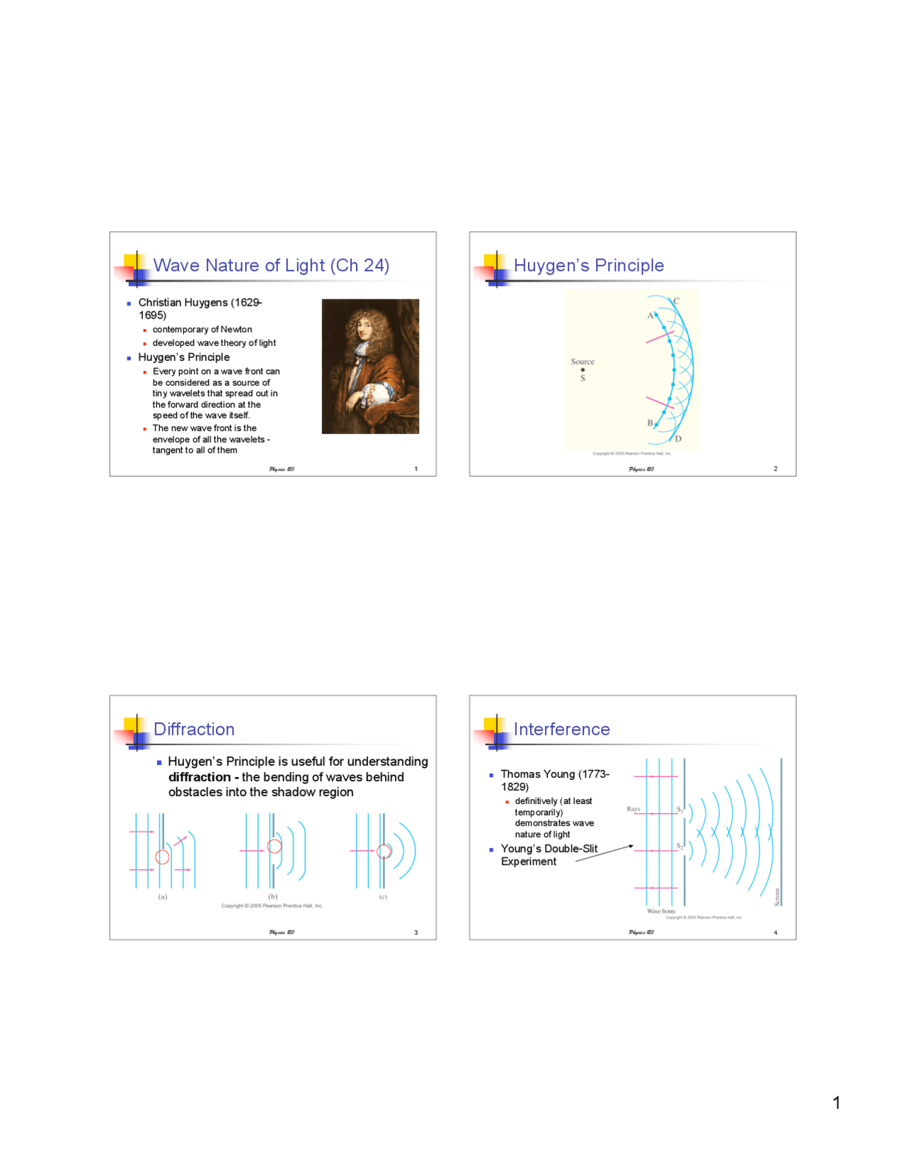 Wave Nature Of Light Lecture Slides Phys 120 Docsity