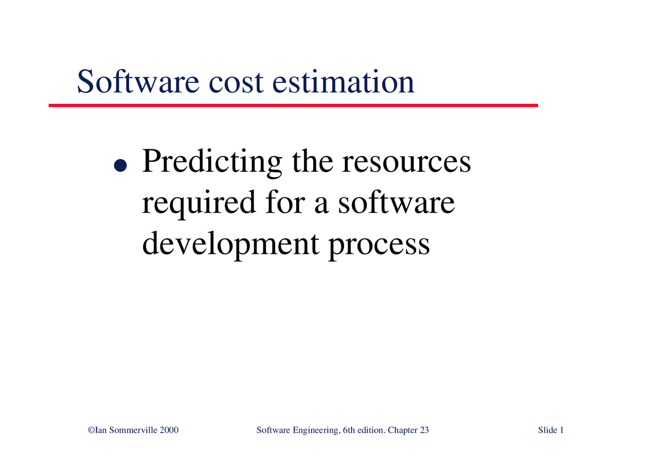 Software Cost Estimation Lecture Notes Cs 389 Docsity