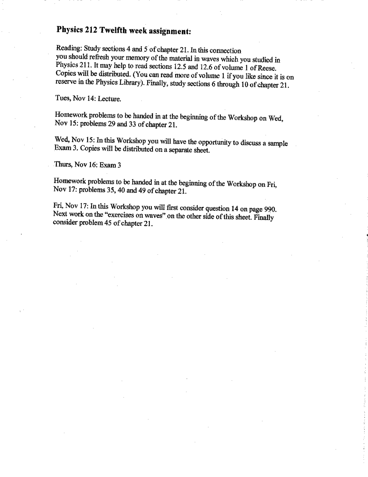 Assignment 12 Solutions General Physics Ii Phy 212 Docsity