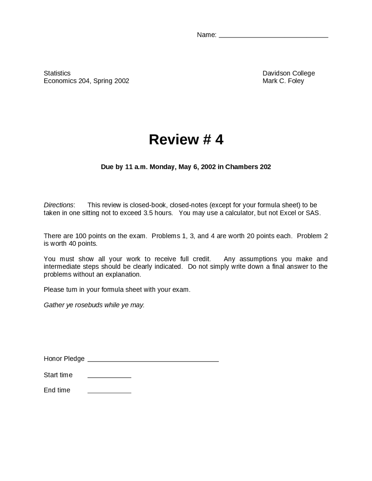 4 Solved Problems On Regression And Sample Model Eco 105 Docsity