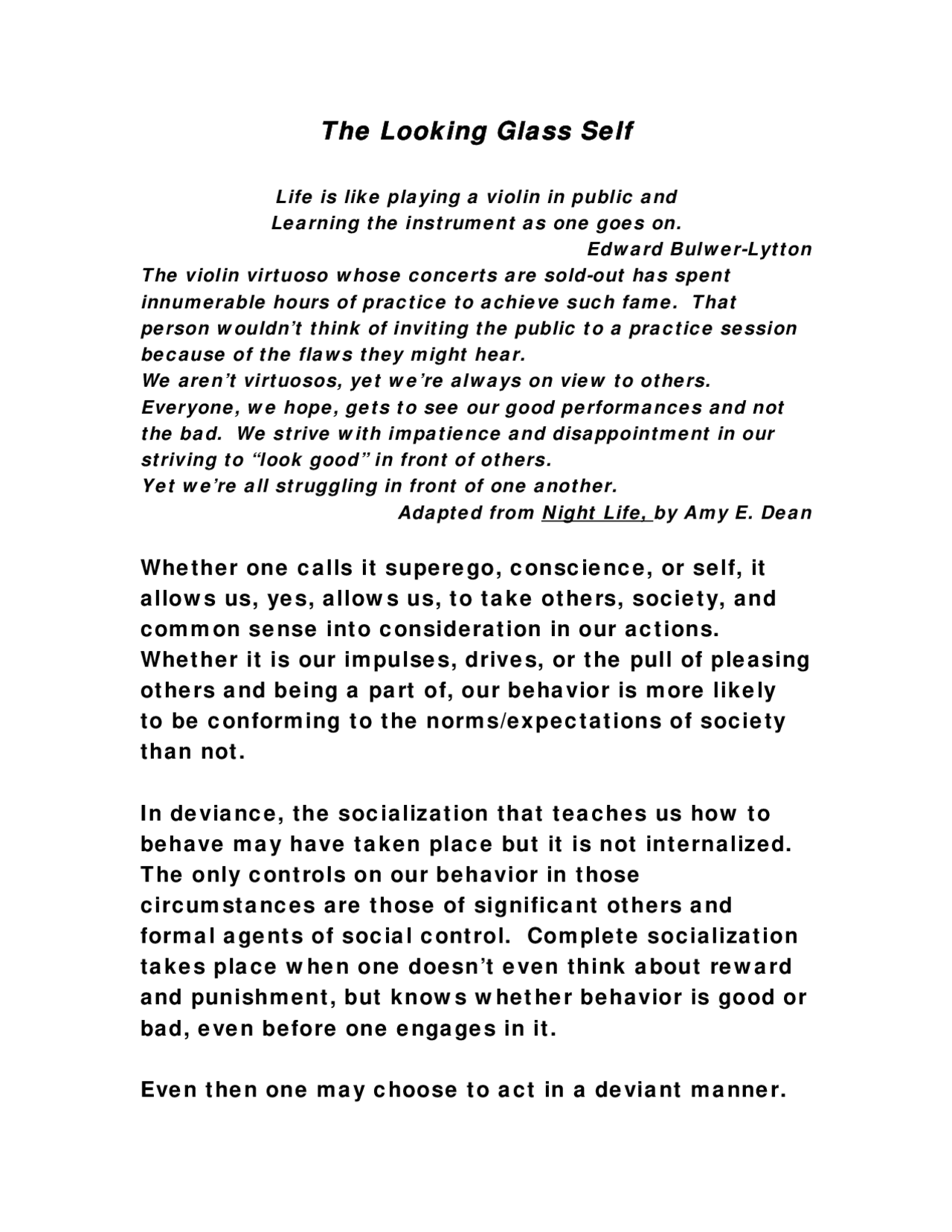 The Looking Glass Self - Lecture Notes | SOC 2010 | Study notes ...