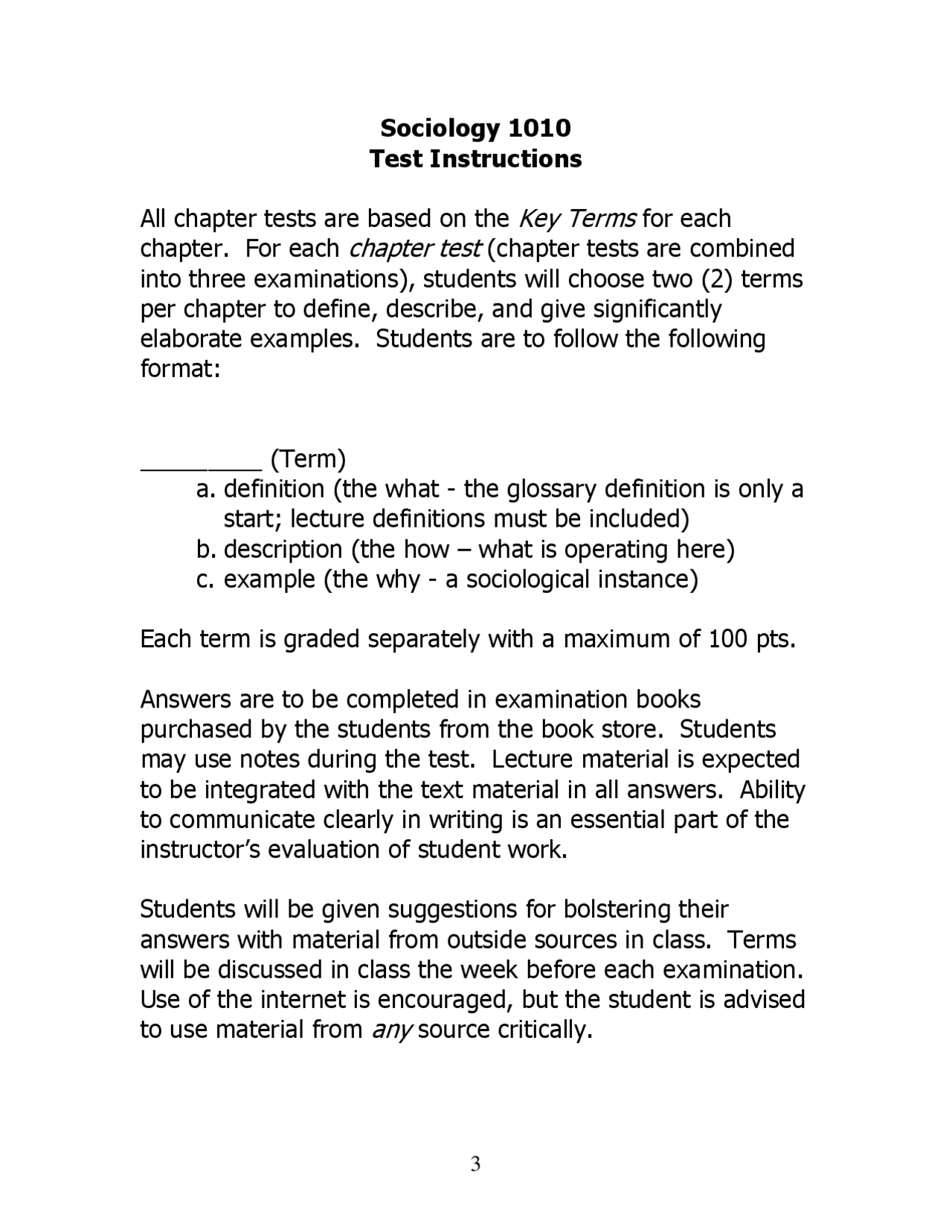 Introductory Sociology With Example Review Sheet Soc 1010 Docsity
