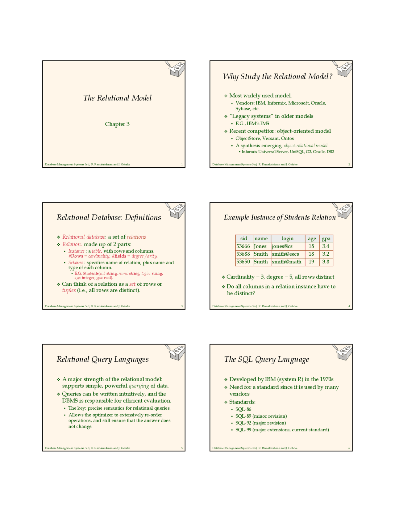 The Relational Model Principles Of Database Systems Lecture Slides Csc 4480 Docsity