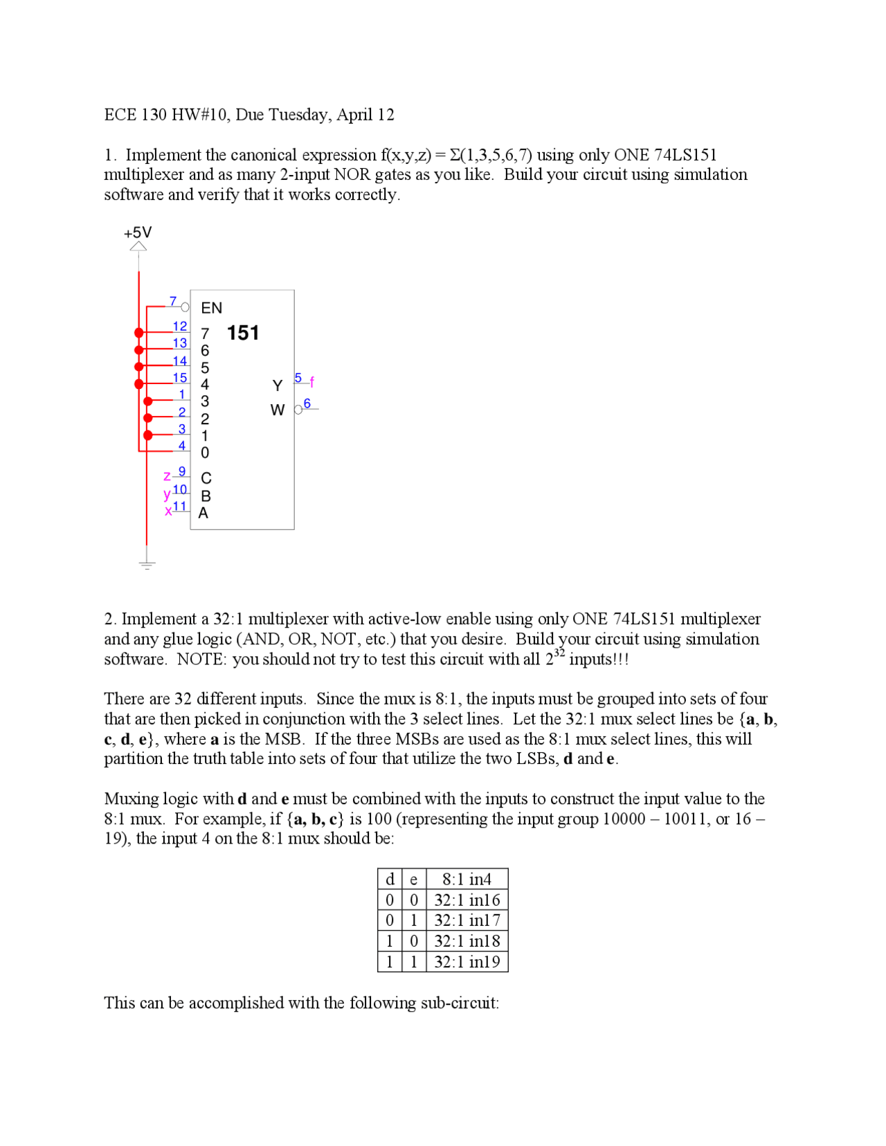 Solutions To Problem Set 10 Introduction To Logic Design Ece 130