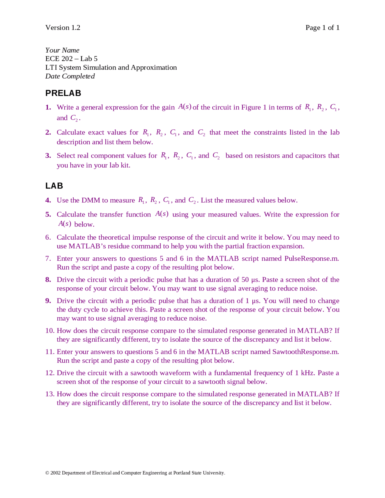 Lab Report 5 On Electrical Engineering Lab Ii Ece 202 Docsity