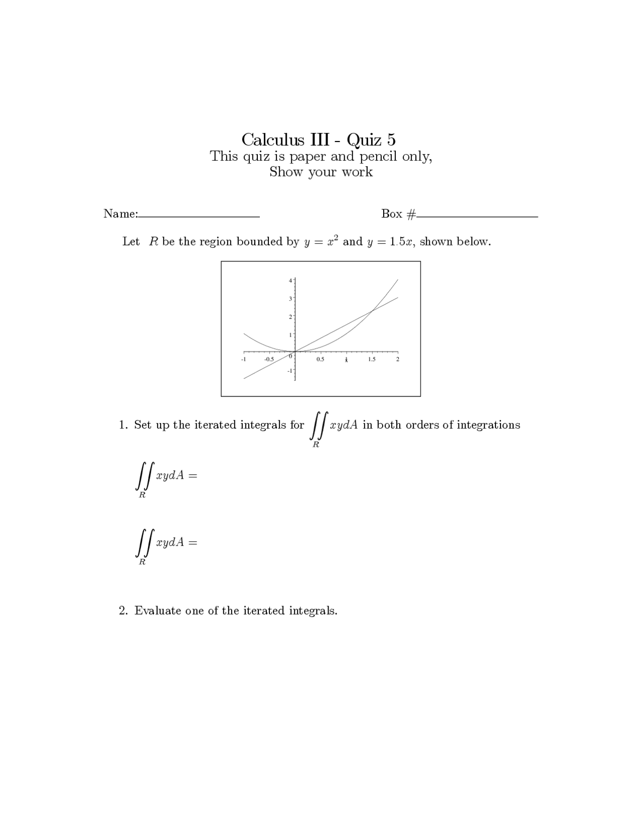 Calculus III - 2 Problem in Quiz 5 | MA 113 - Docsity