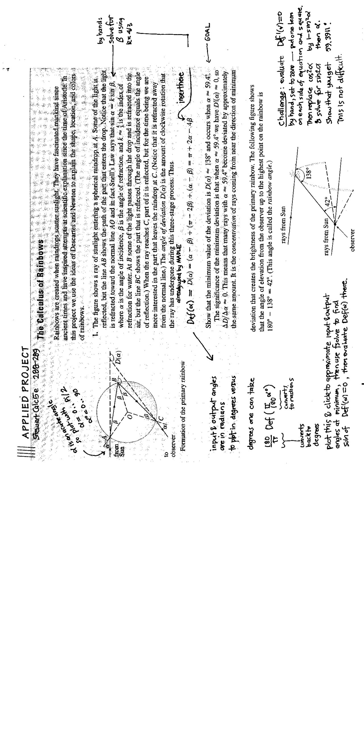 The Calculus of Rainbows - Calculus I - Project | MAT 1500 - Docsity