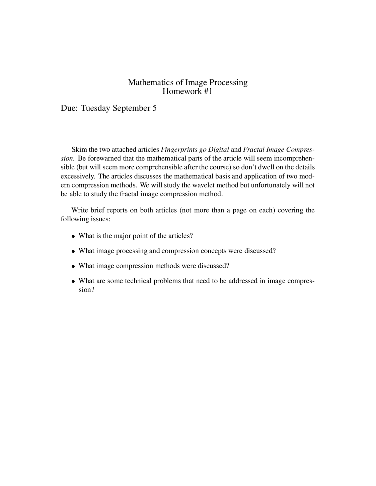 Homework 1 Questions For Optimization Methods In C Ma 490 Docsity