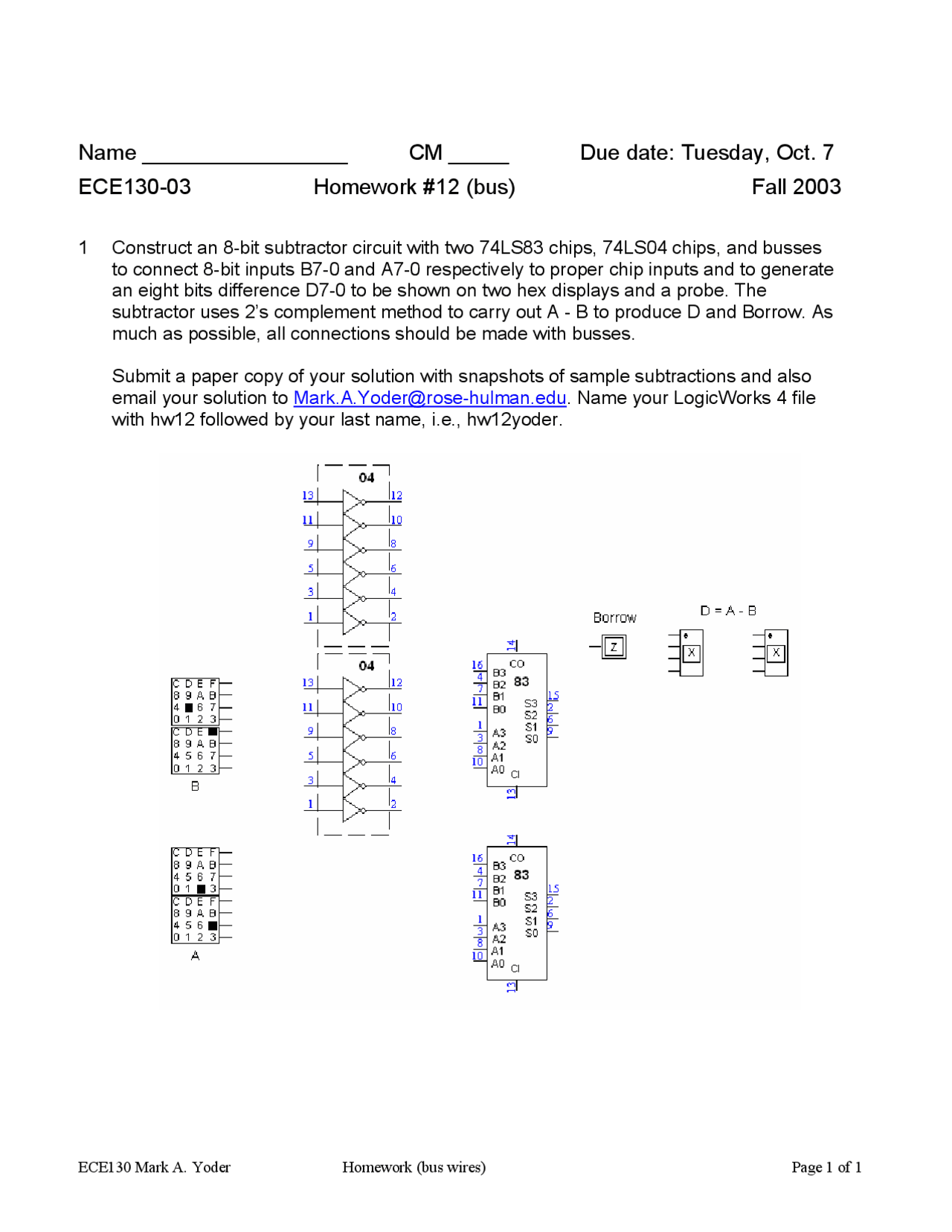 Bus Homework 12 Introduction To Logic Design Ece 130