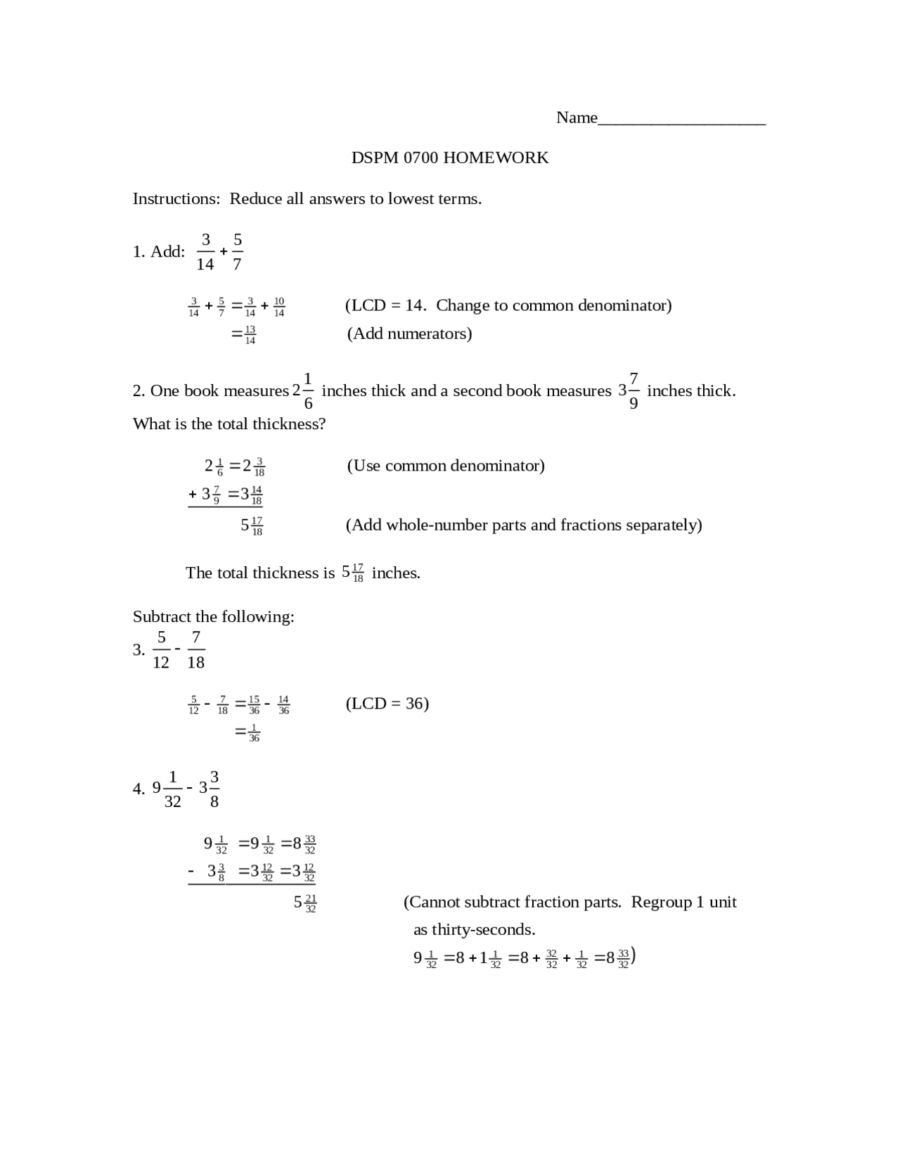 Basic Mathematics Practice Assignment 4 Dspm 0700 Docsity