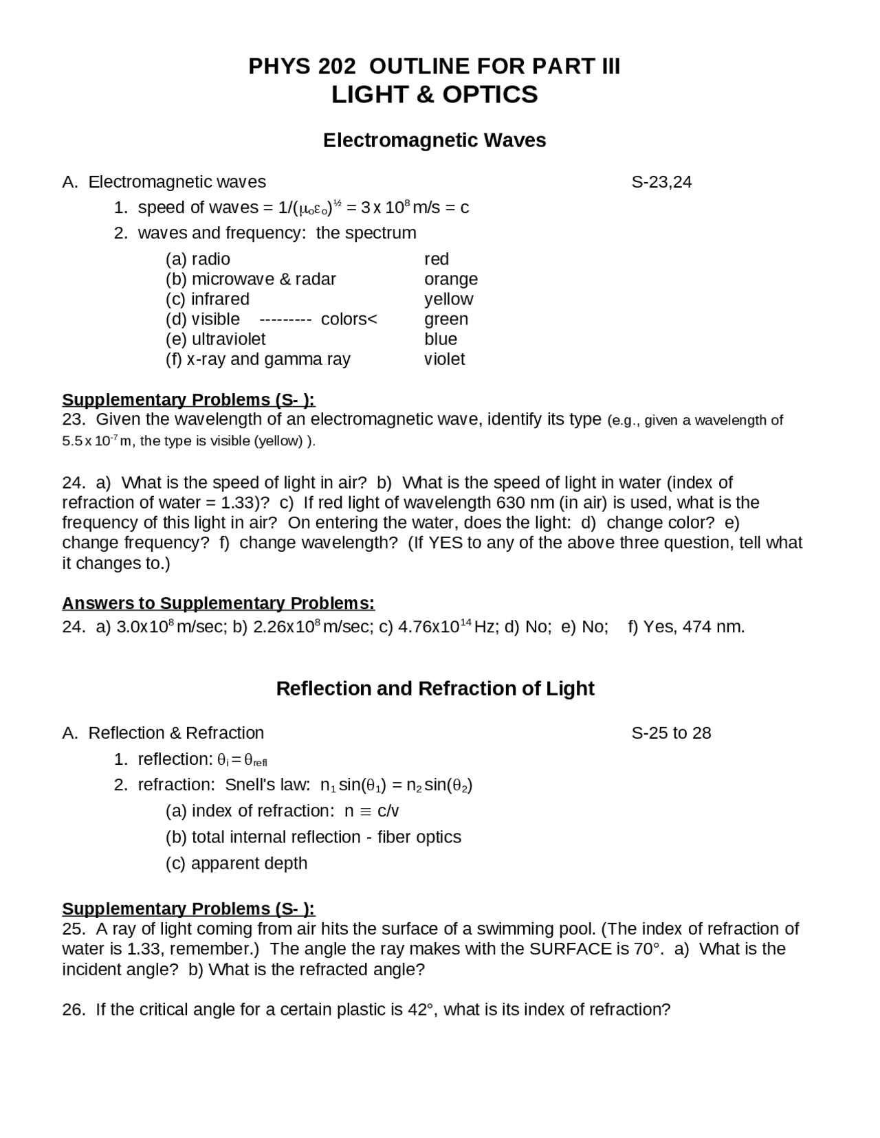 Electromagnetic Waves Exam 3 Solutions Phys 202 Docsity