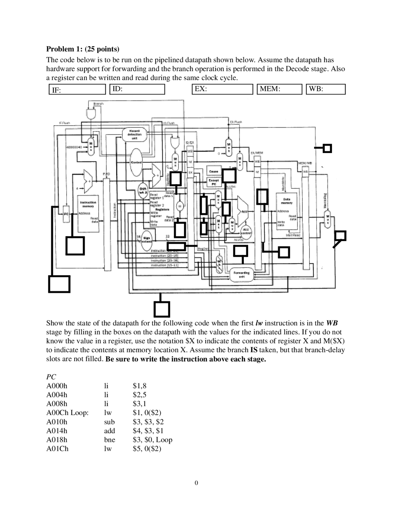 Practice Exam 1 On Computer Architecture Ii Ece 332 Docsity