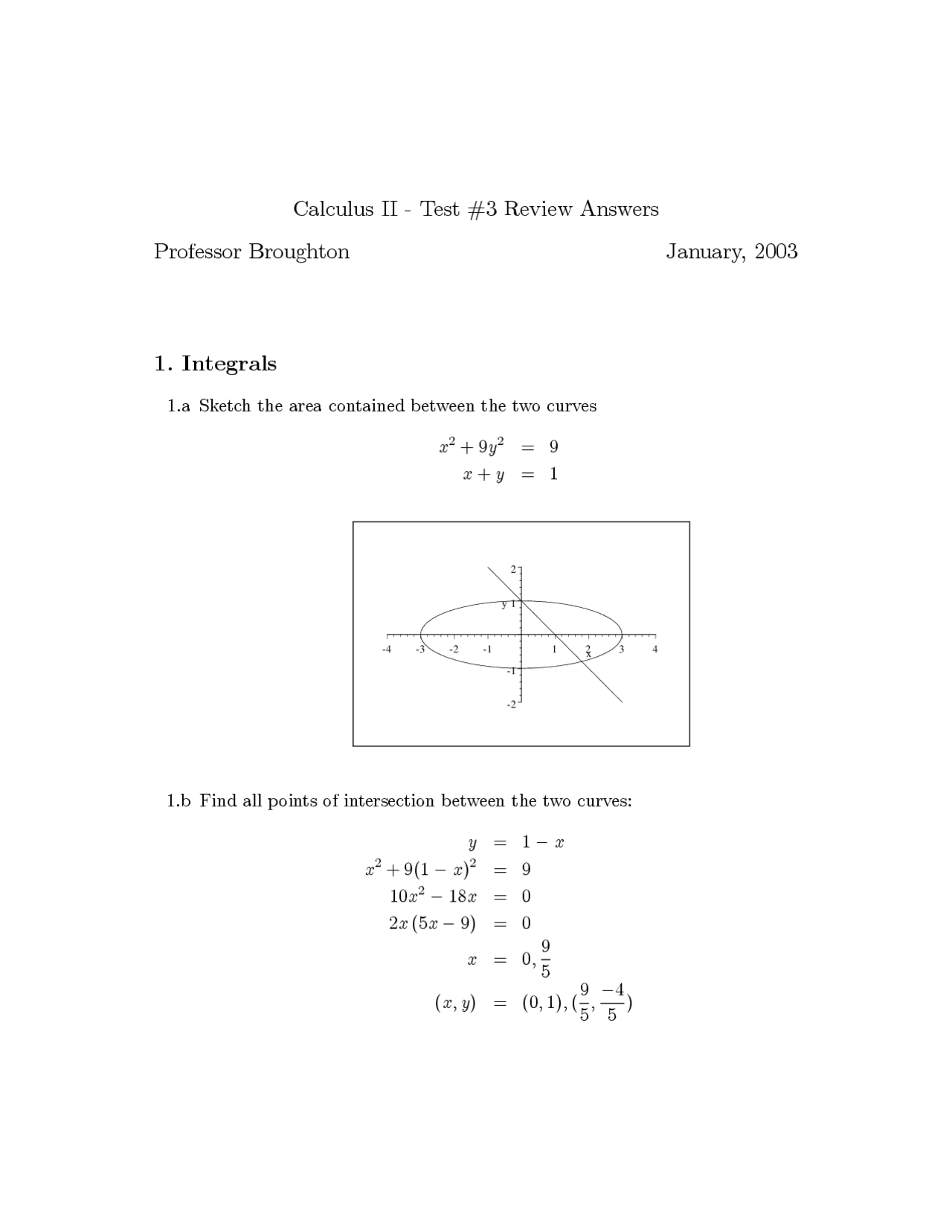 4 Solved Problems On The Integrals Exam 3 Ma 112 Docsity