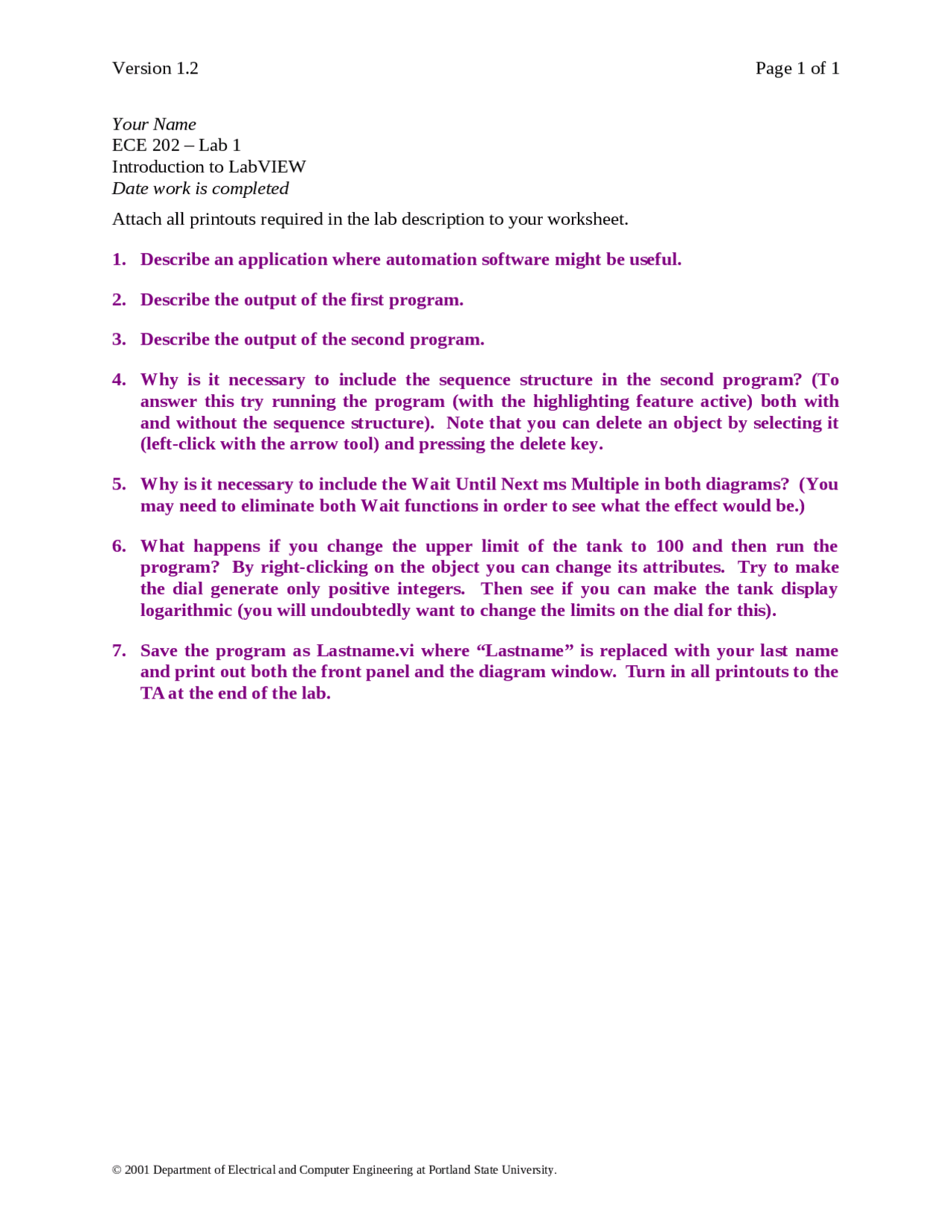 7 Questions On Electrical Engineering Lab Ii Laboratory Report 1
