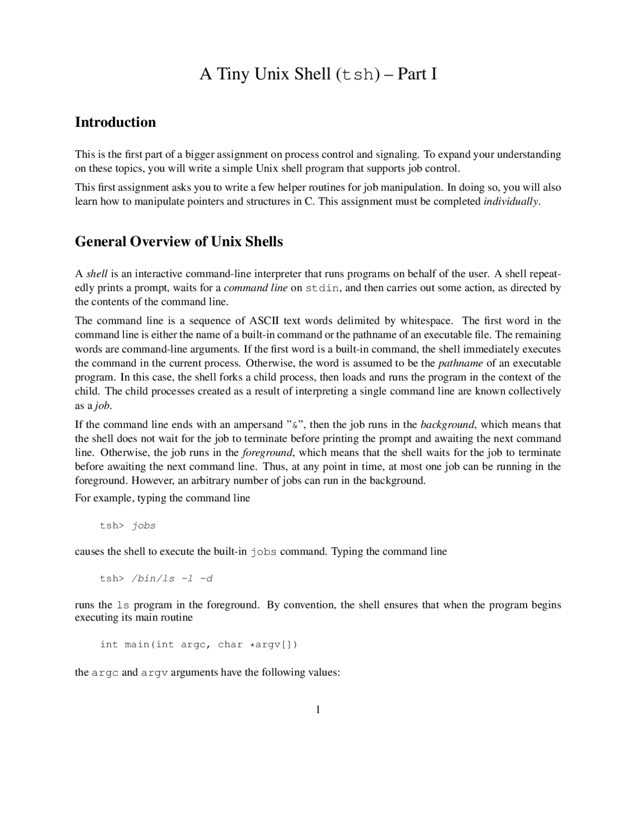 A Tiny Unix Shell Part 1 Lecture Notes Csc 2405 Docsity 0959
