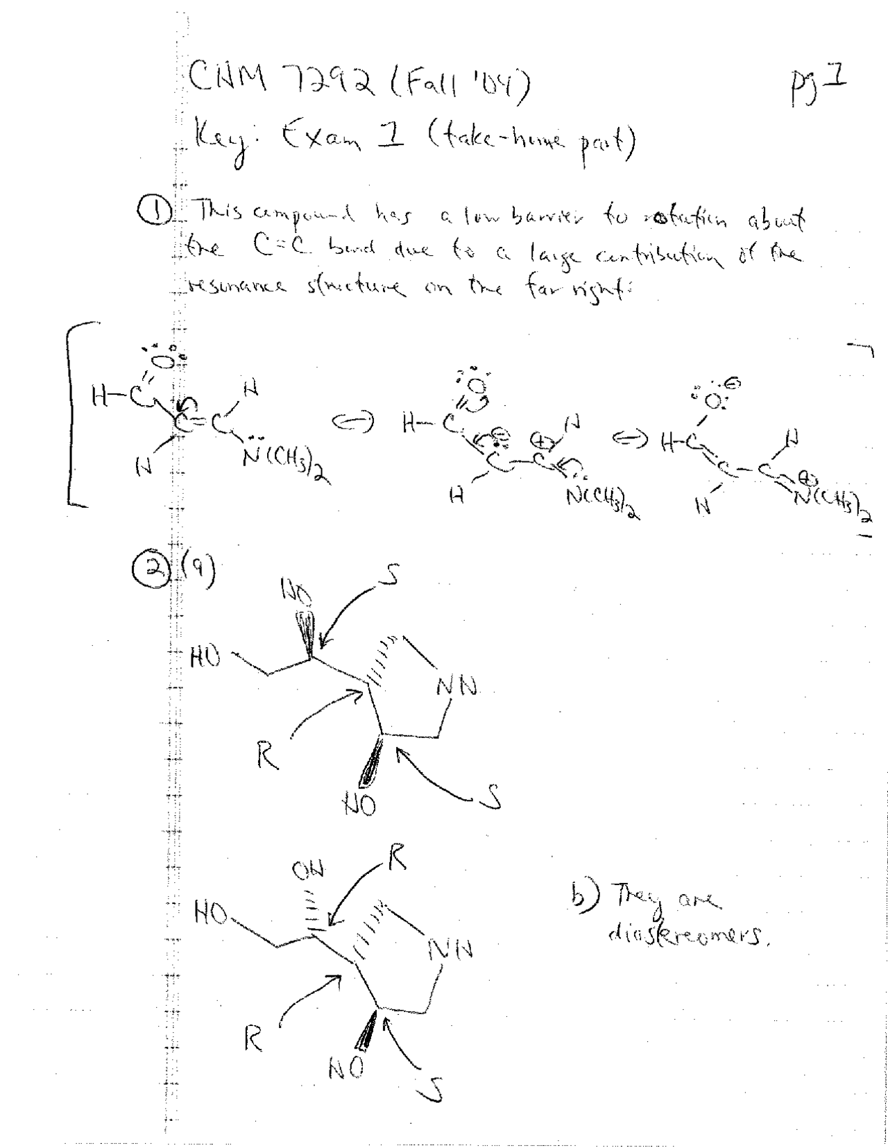 Resolution Of Practice Exam 1 Advanced Organic Chemistry Fall 2004