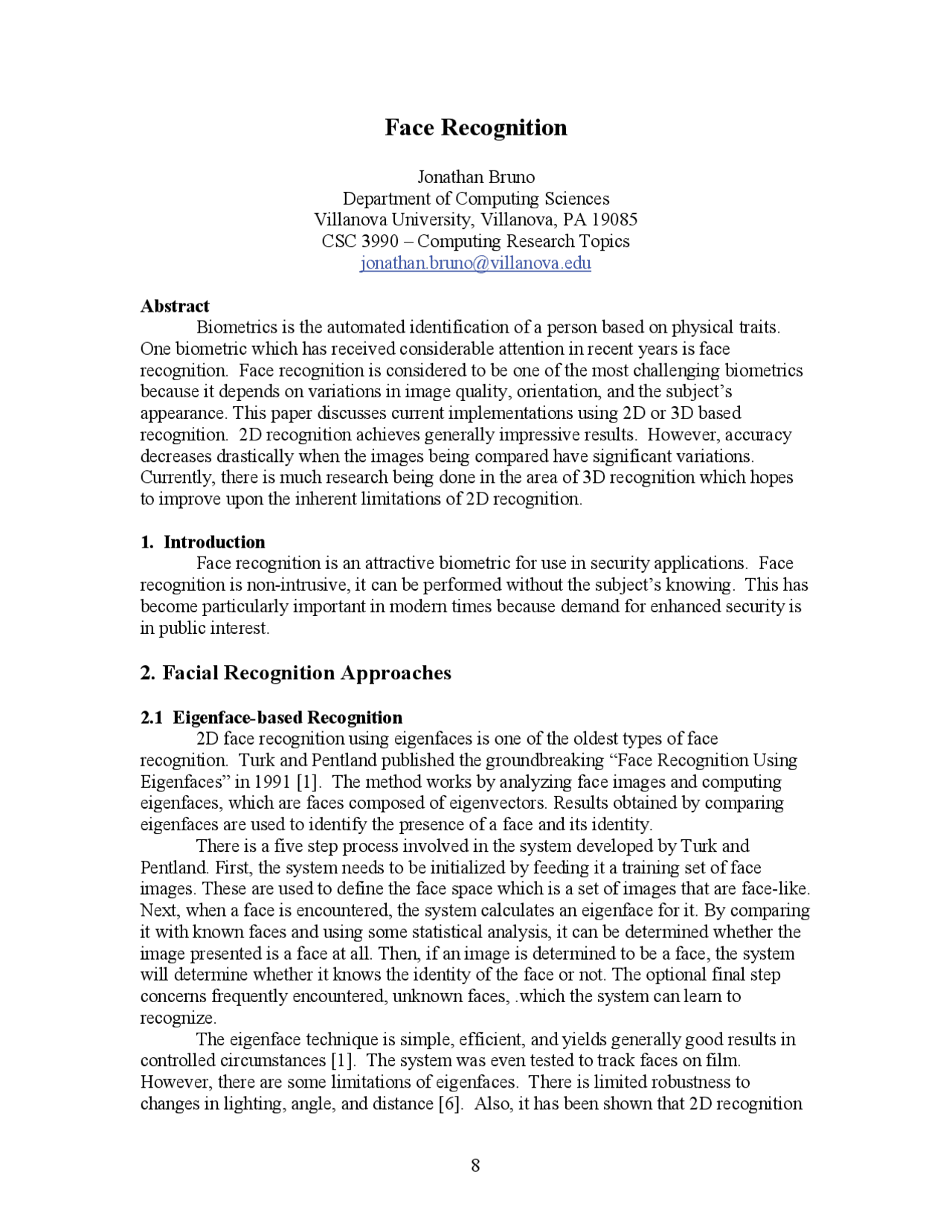 Face Recognition - Computing Research Topics | CSC 3990 | Papers ...