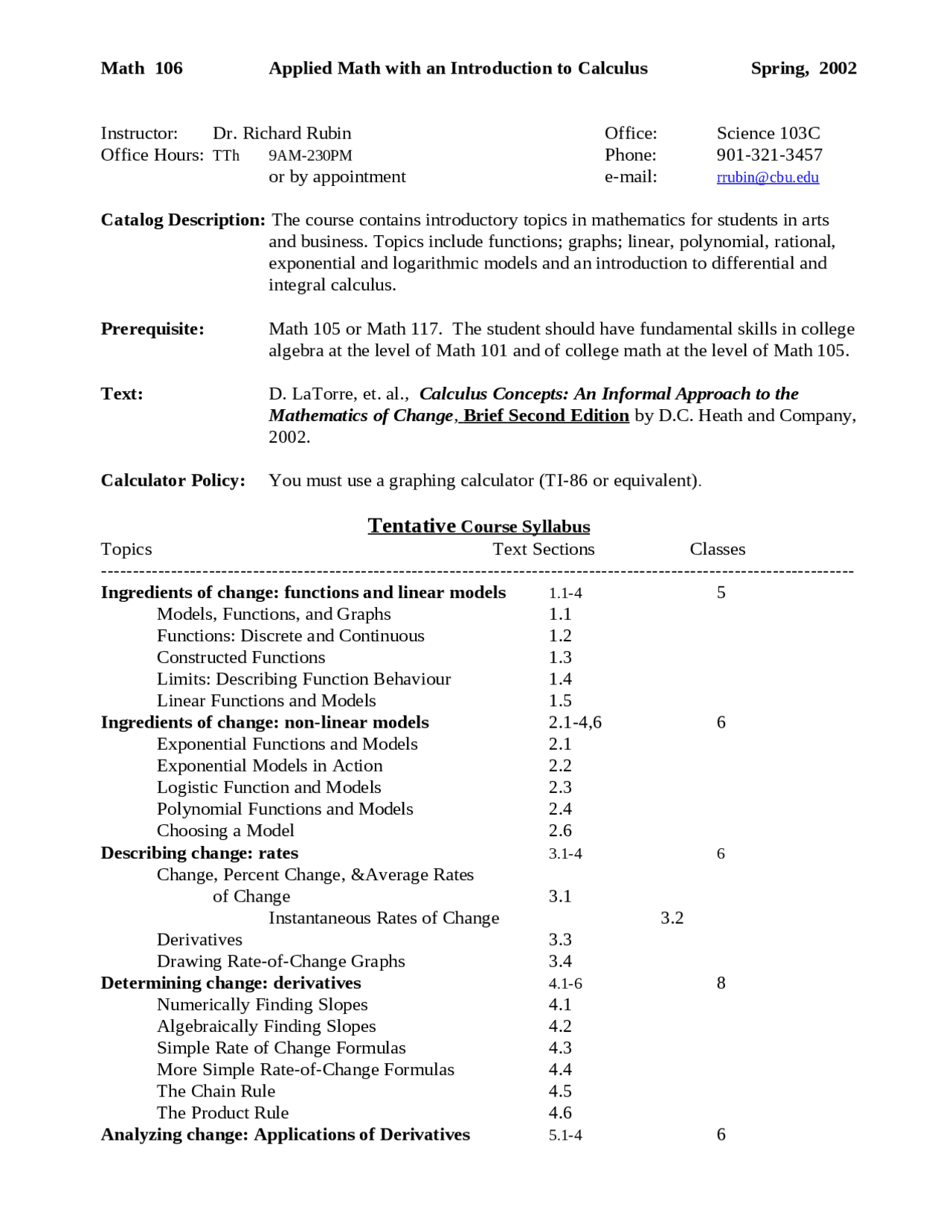 Applied Mathematics-Introduction of Calculus - Paper | MATH 106 - Docsity