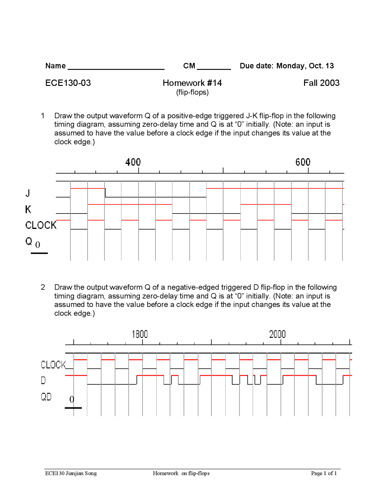 Solved Homework 14 Introduction To Logic Design Ece 130 Docsity