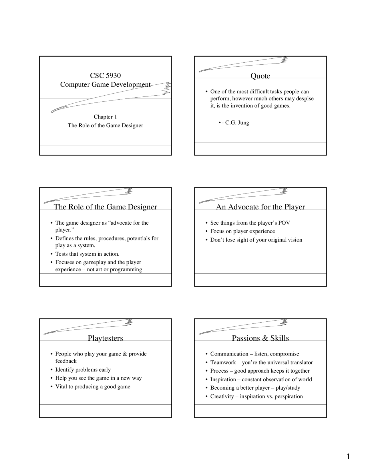 Lecture Slides On Role Of The Game Designer Csc 5930 Docsity