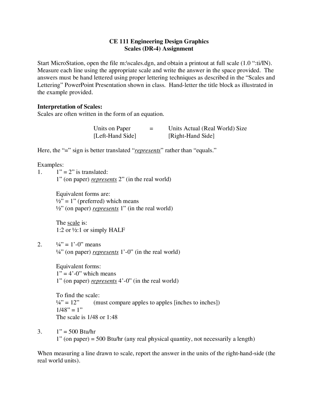 Practice Homework Engineering Design Graphics Ce 111 Docsity