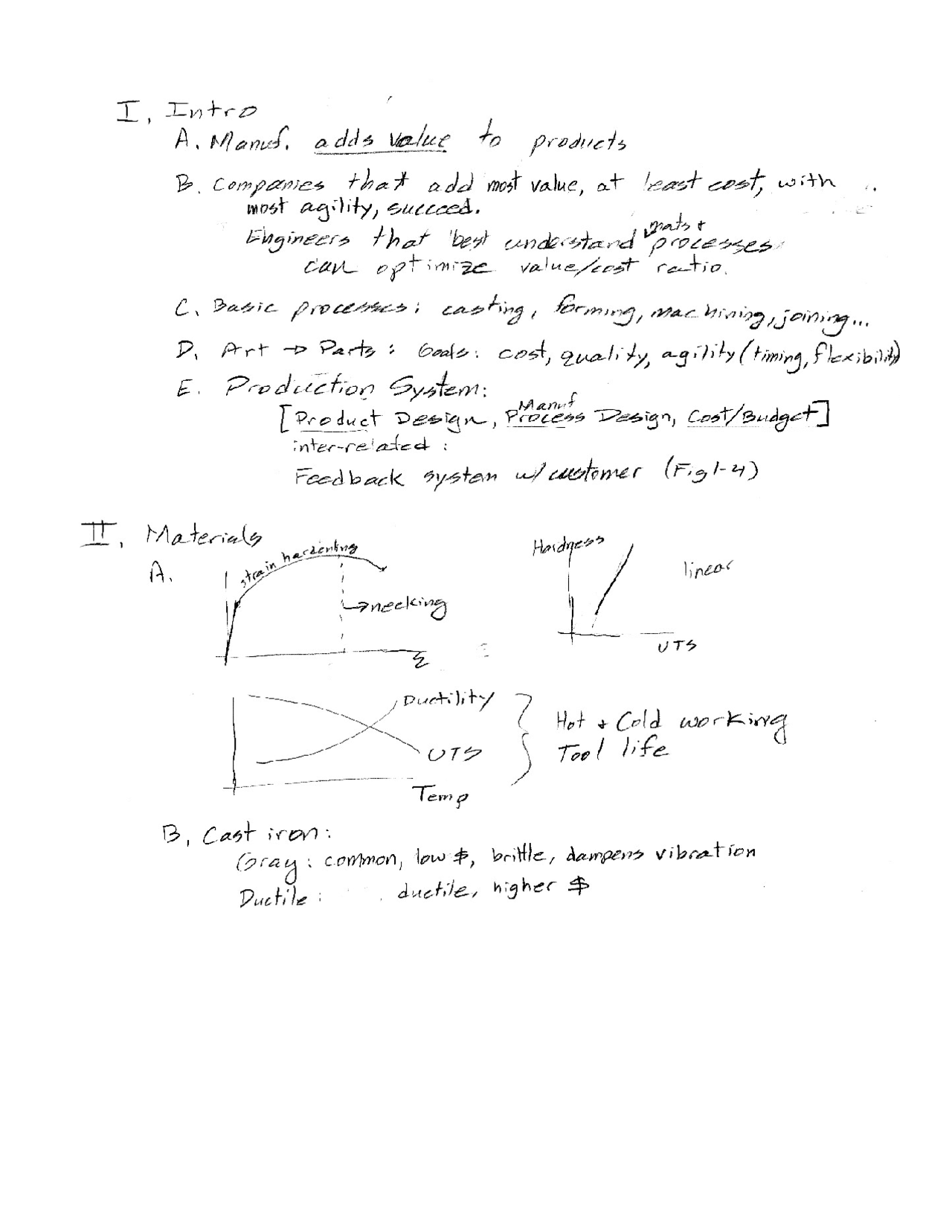 Handout Notes For Manufacturing Processes Isye 350 Docsity