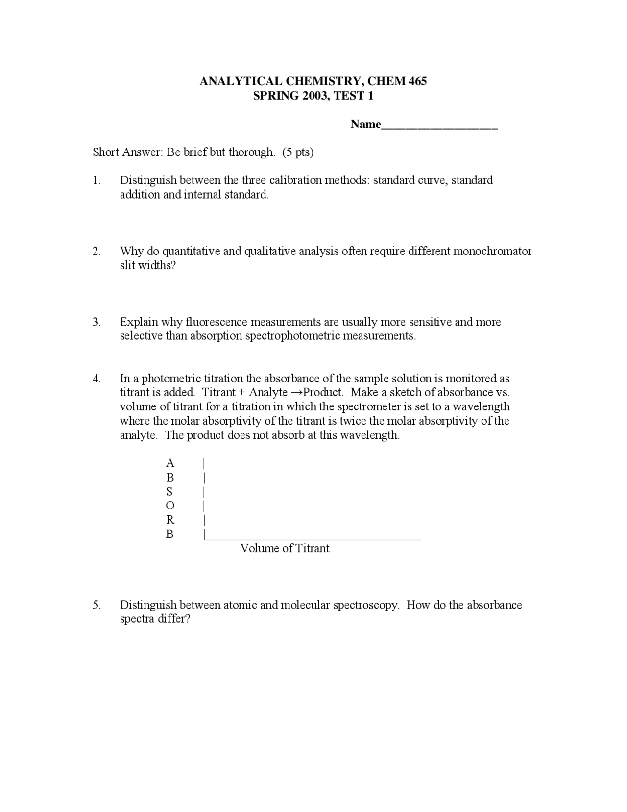Test 1 Practice Questions - Analytical Chemistry: Lab | CHEM 465 ...