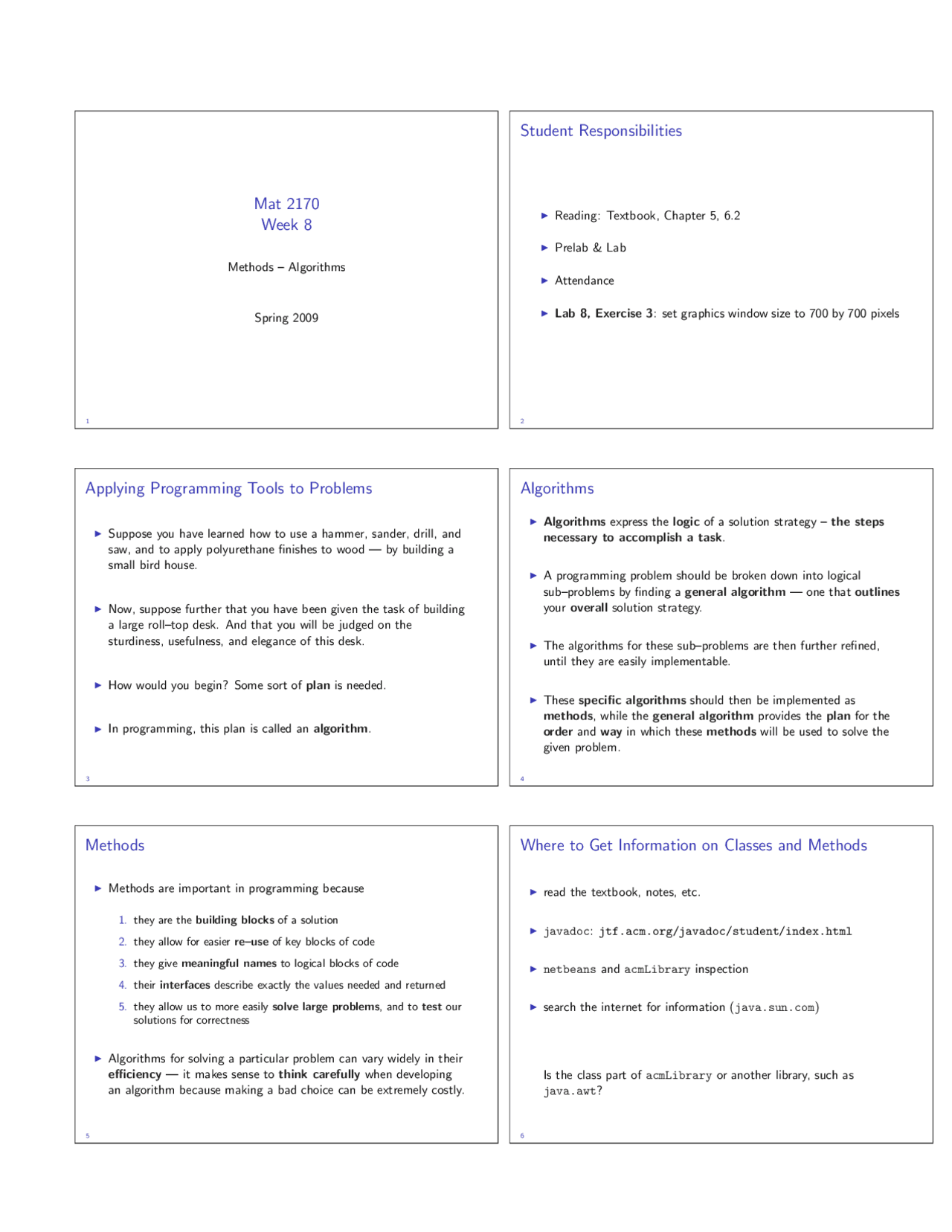 Assignment 8 Methods And Algorithms Computer Science I Mat 2170