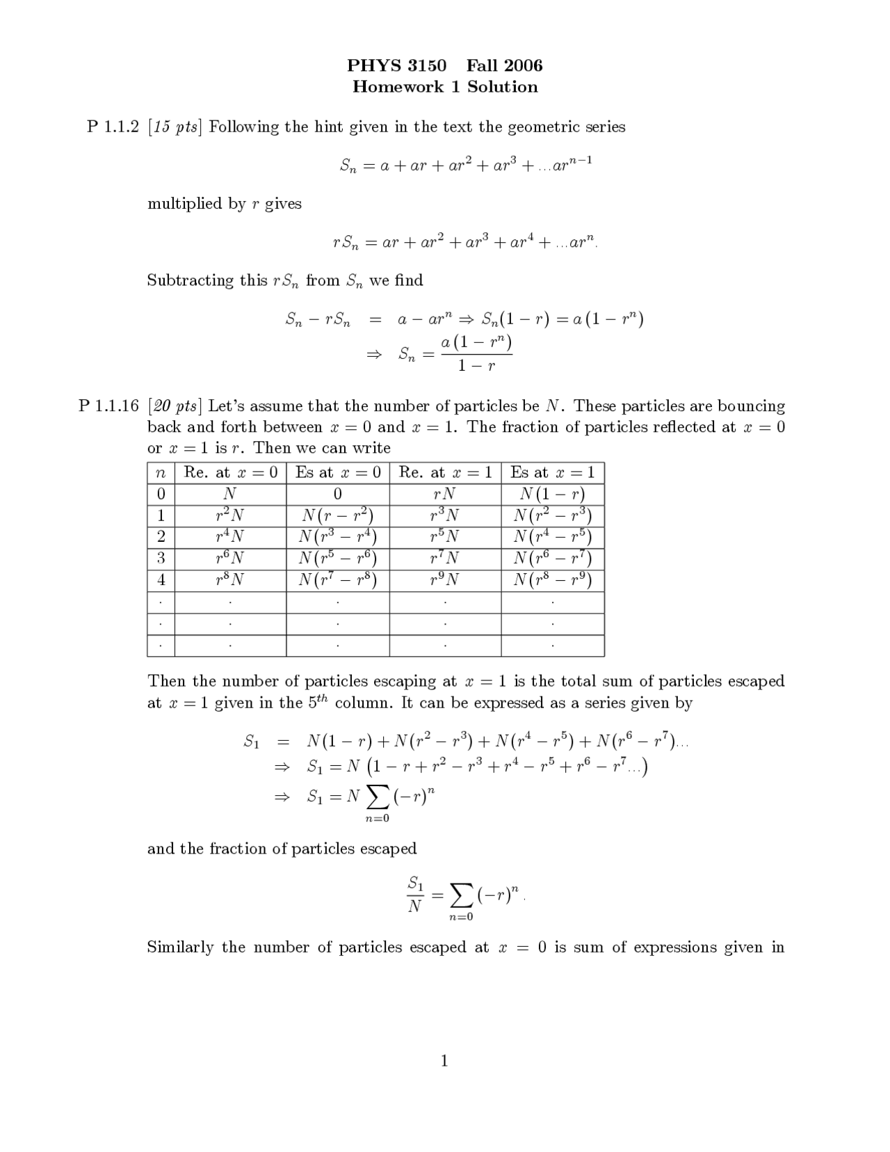 Solutions To Homework 1 Topics And Methods Of Theoretical Physics I