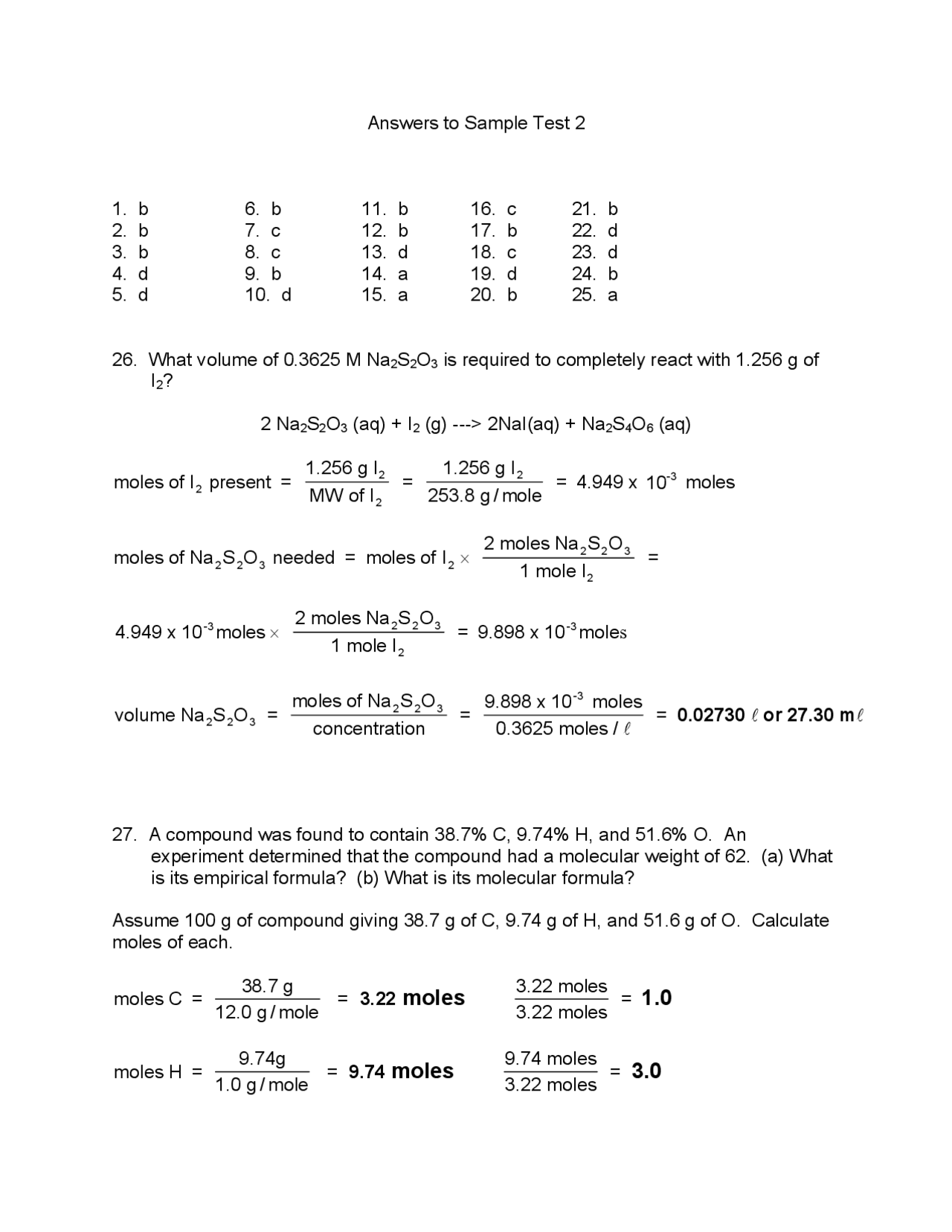 Multiple Choice Questions Of General Chemistry 1 Chm 121 Docsity