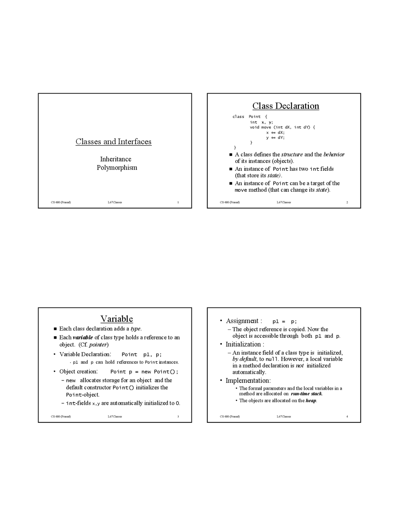 Cs 480 Classes And Inheritance Points Method Overloading Overriding And Polymorphism