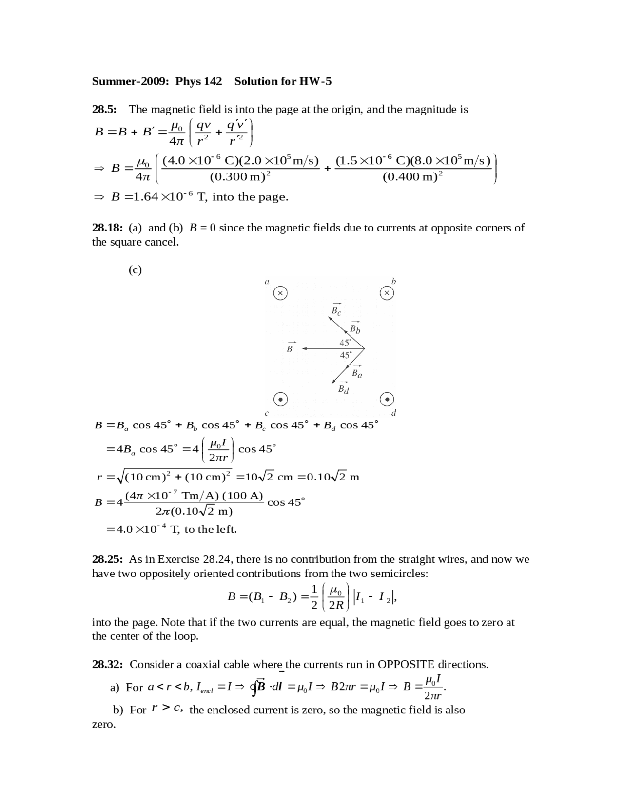 Assignment With Solution For Electricity And Magnetism Phys 142 Docsity