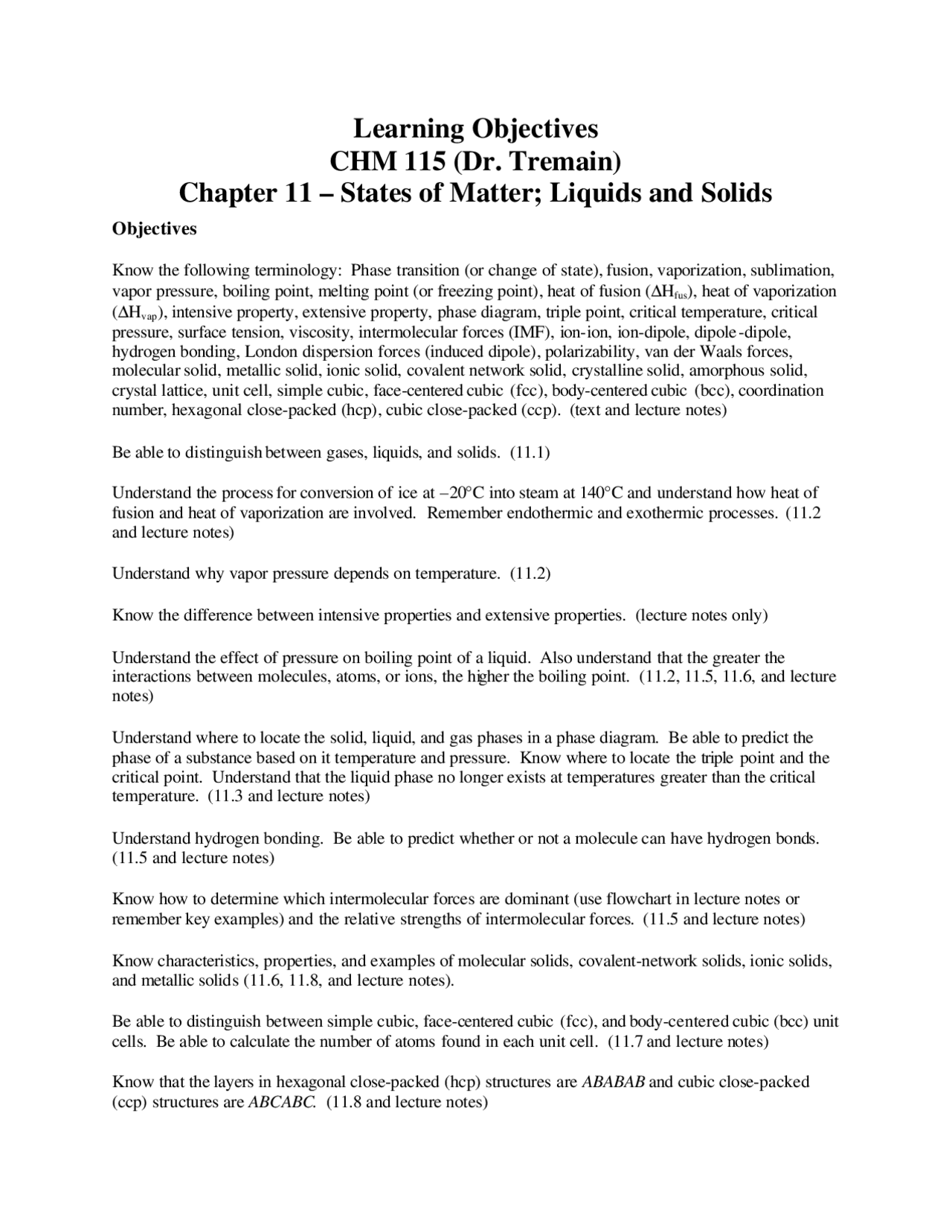 States Of Matter Liquids And Solids Lecture Notes Chm 115 Docsity