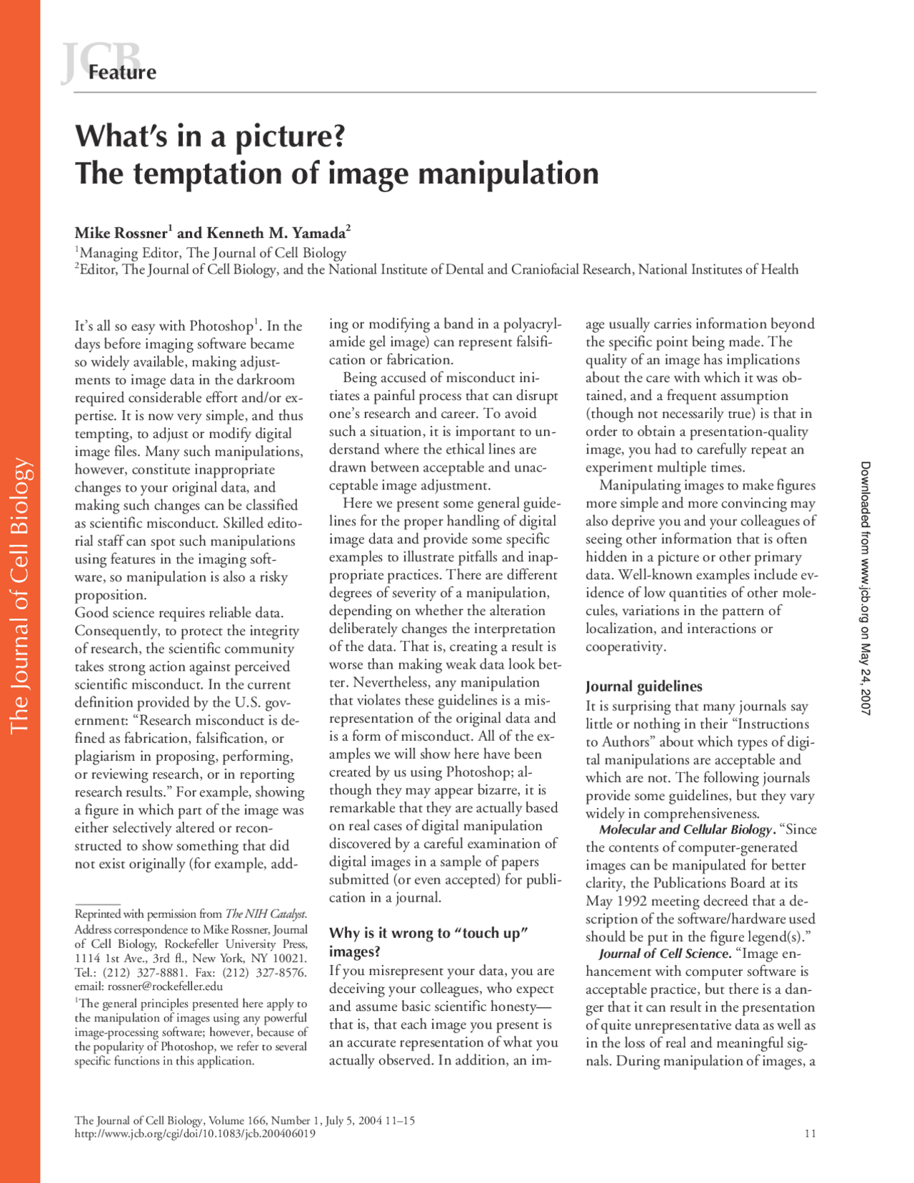 The Temptation of Image Manipulation - Exam | BIOS 311 - Docsity