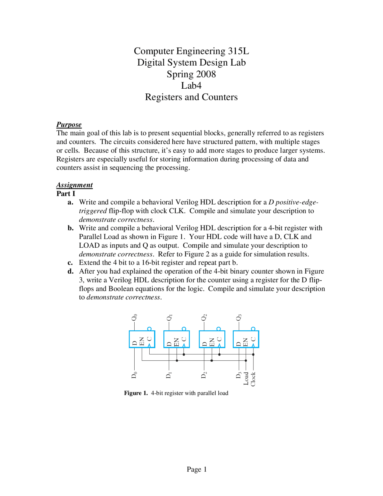 Registers and the Counters in Digital System Design Lab | CPEN 315 ...