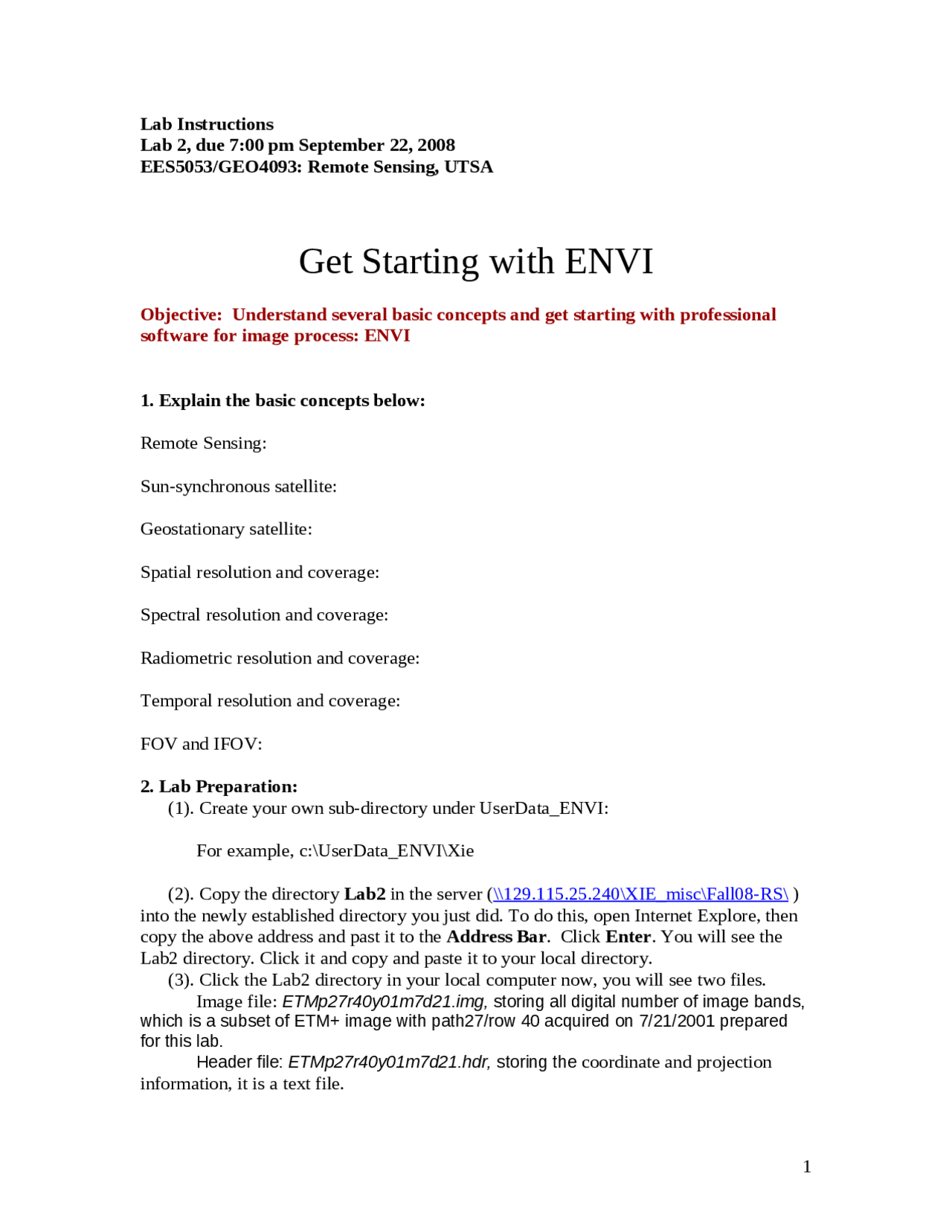 Get Started with ENVI - Lab 2 | Principles of Remote Sensing | GEO 4093 ...