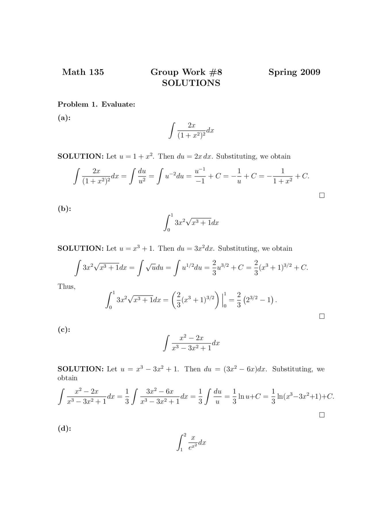 Homework 8 Questions With Solutions Business Calculus Math 135
