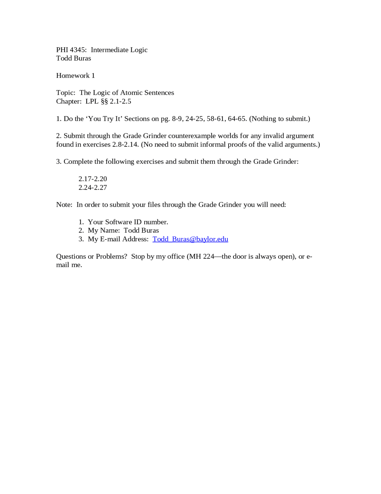 Assignment 1 For The Logic Of Atomic Sentences Intermediate Logic