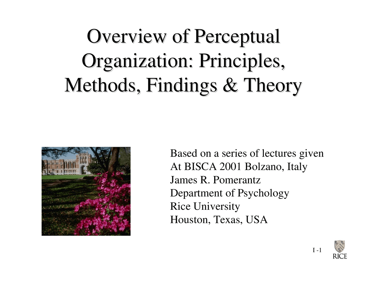 Introduction To Perceptual Organization Lecture Notes Psyc 351